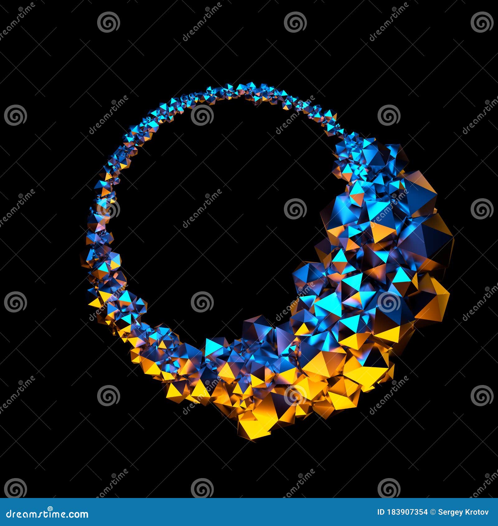 Abstract Jewelry Circular Composition of Low Poly Spheres and Polygons ...