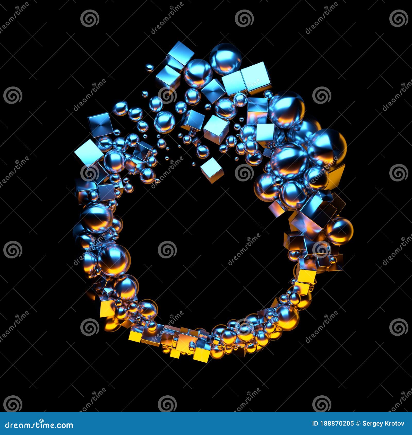 Abstract Jewelry Circular Composition of Low Poly Spheres and Polygons ...