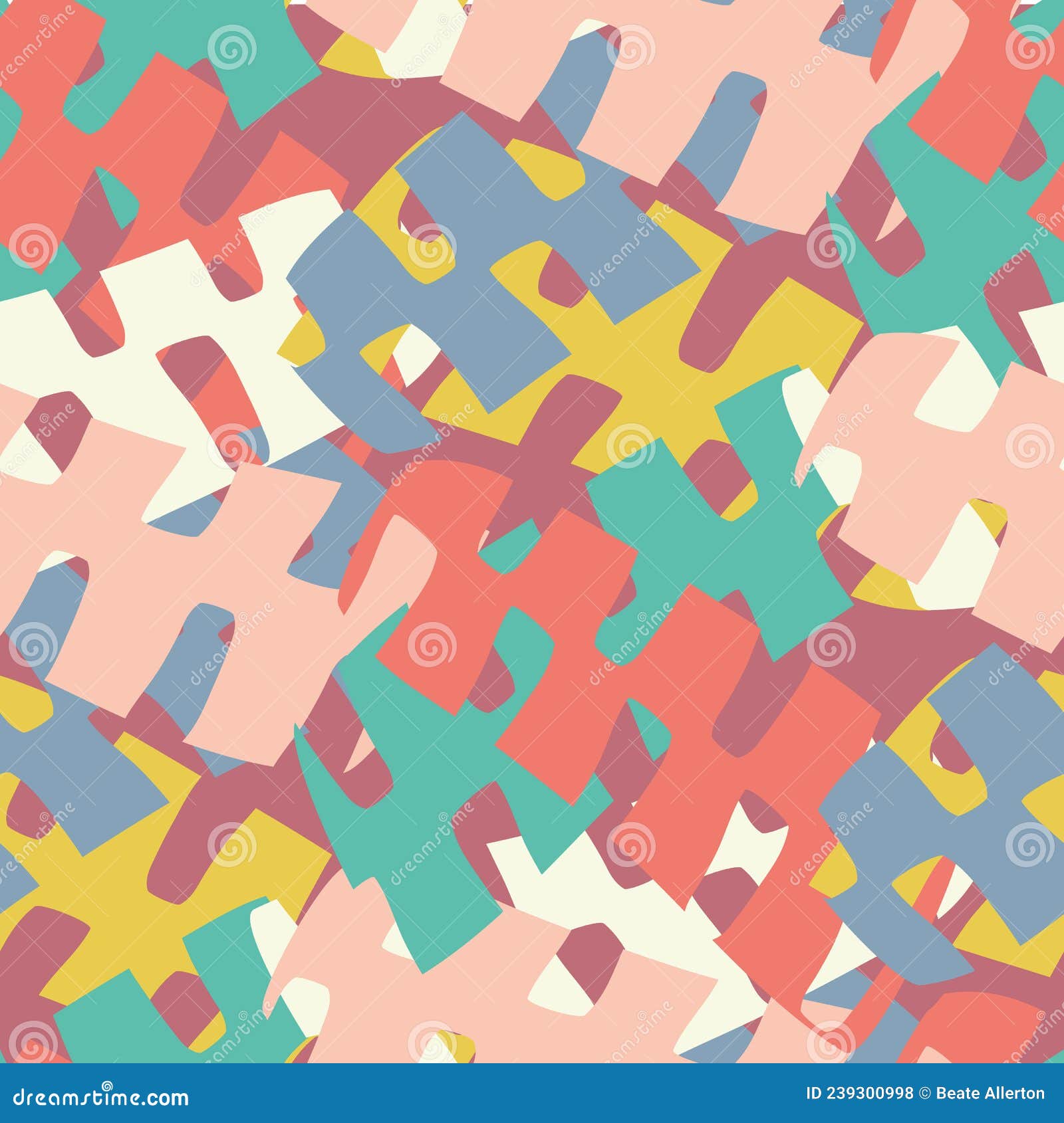 Abstract Jigsaw Puzzle Vector Seamless Pattern. Colorful Background ...