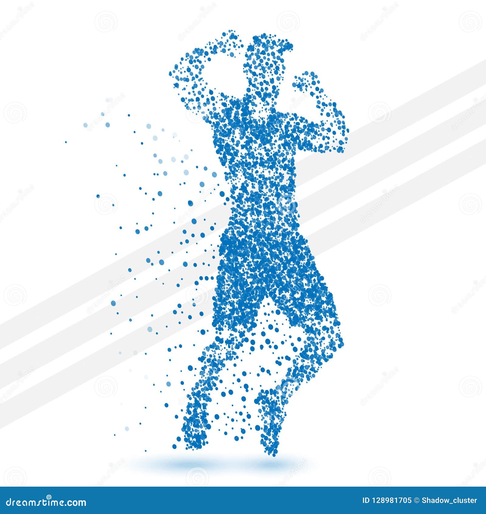 Abstract Jumping Winner Man Made Of Particles Cartoon Vector ...
