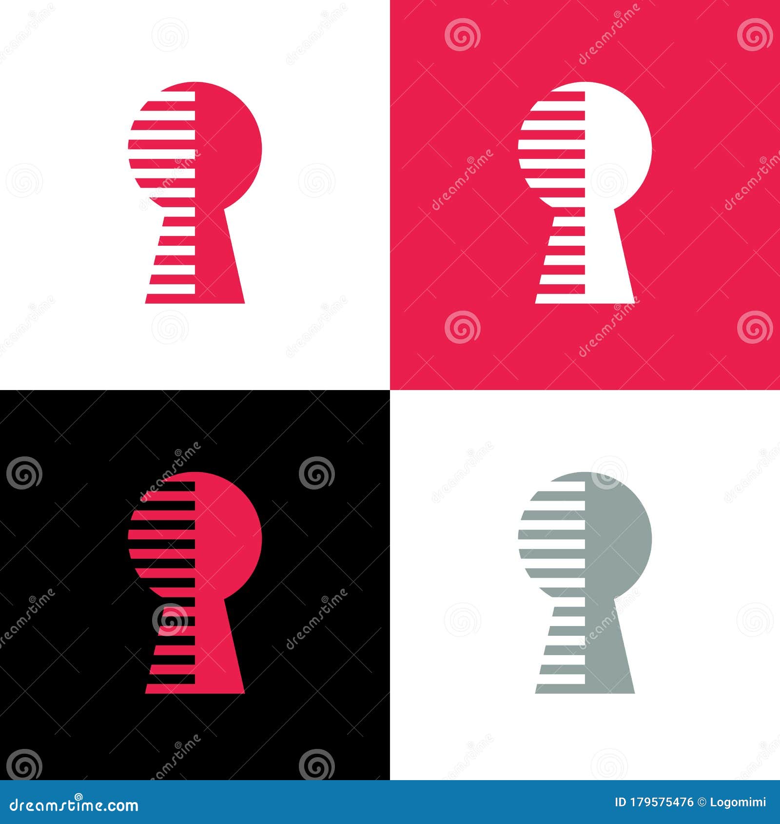 Keyhole Logo Icon Design Template Elements, Line Art Style Illustration ...