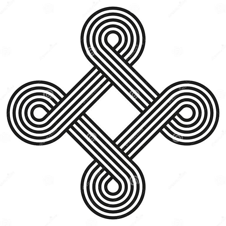 Abstract Knot Symbol. Geometric Loop Pattern. Black Symmetrical Shape ...