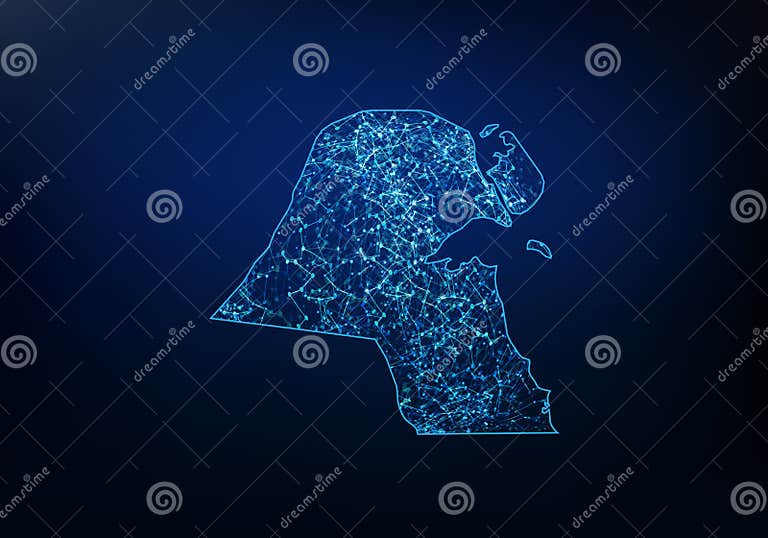 Abstract of Kuwait Map Network, Internet and Global Connection Concept ...