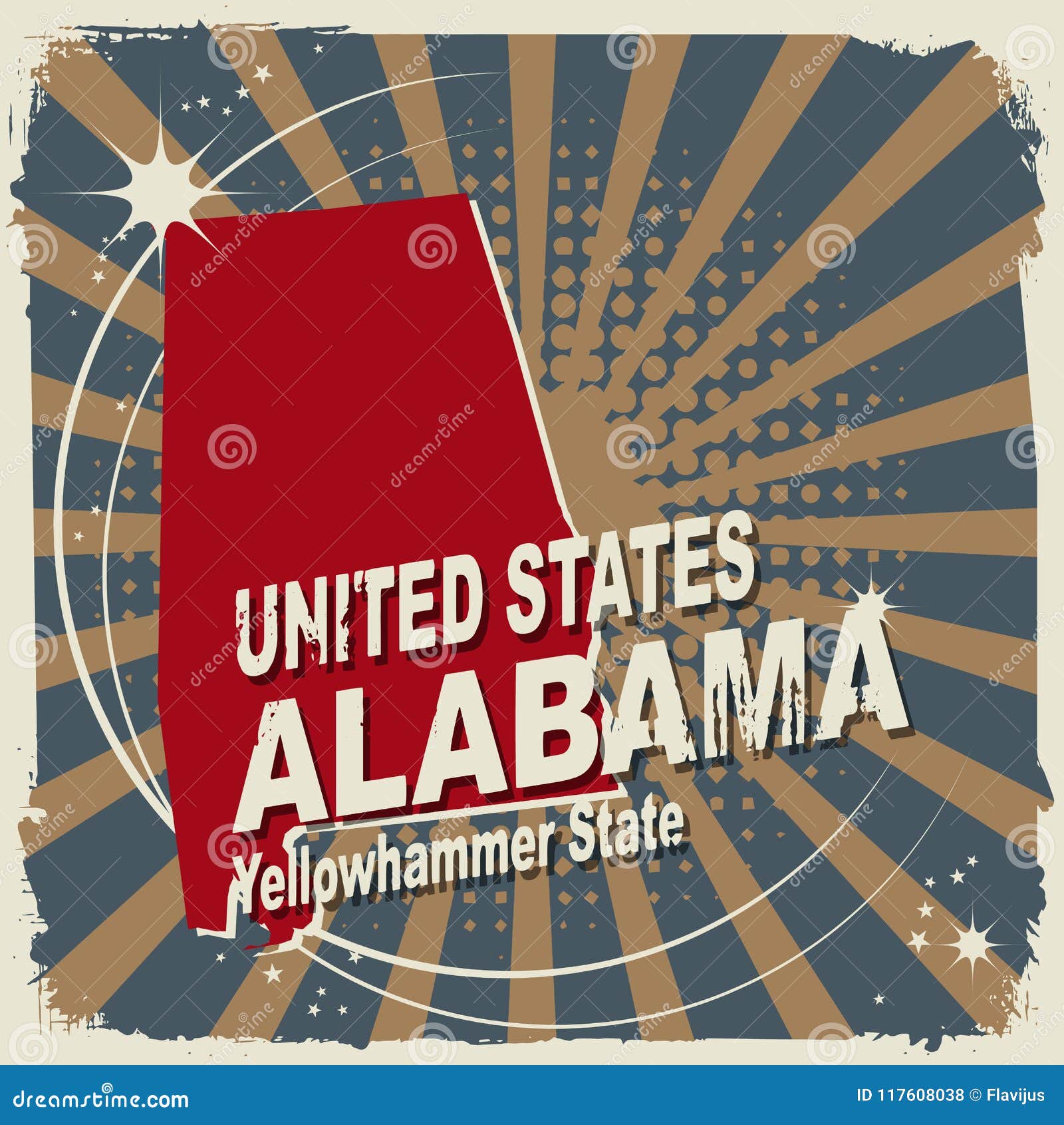 Abstract Label with Name and Map of Alabama Stock Vector - Illustration ...