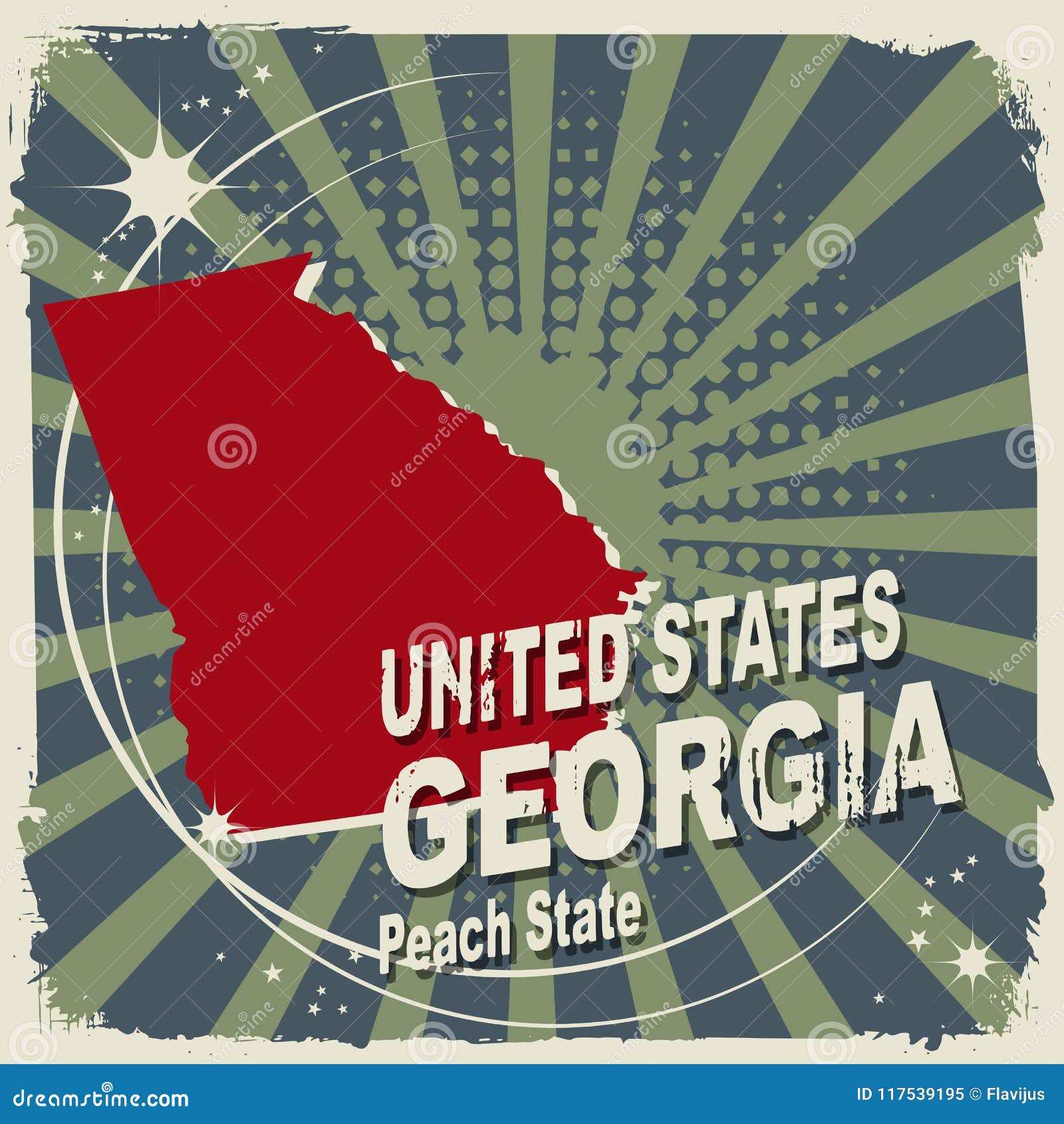 Abstract Label with Name and Map of Georgia Stock Vector - Illustration ...