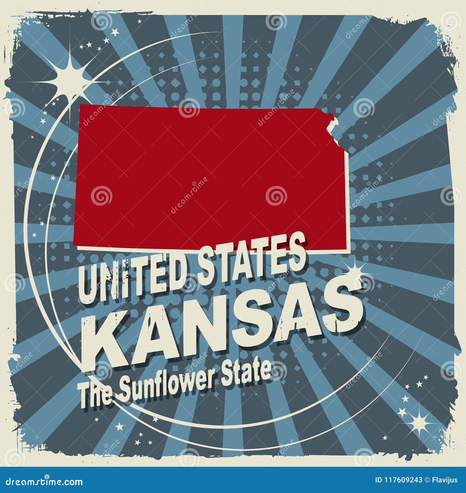 Abstract Label with Name and Map of Kansas Stock Vector - Illustration ...