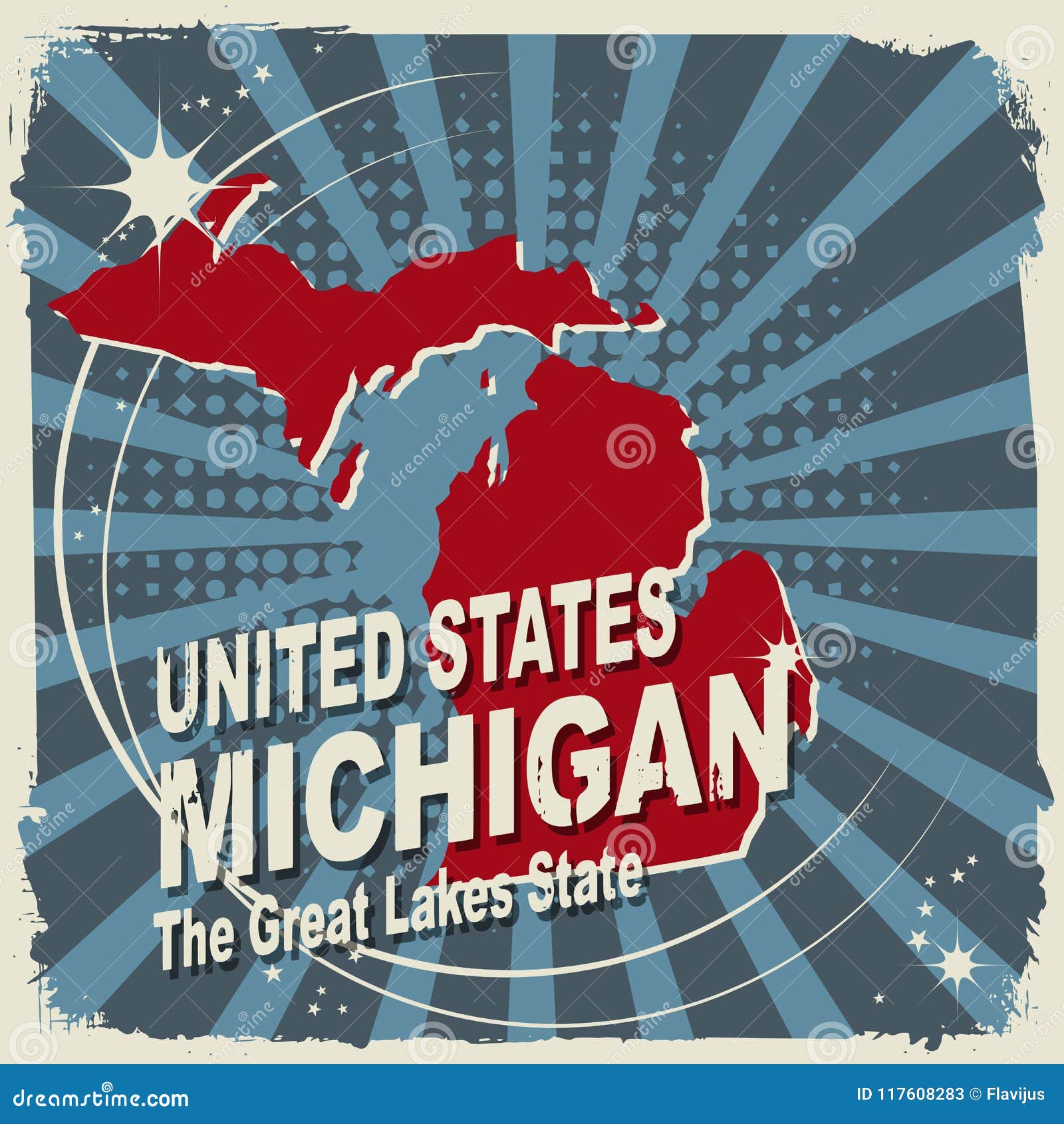 Abstract Label with Name and Map of Michigan Stock Vector ...