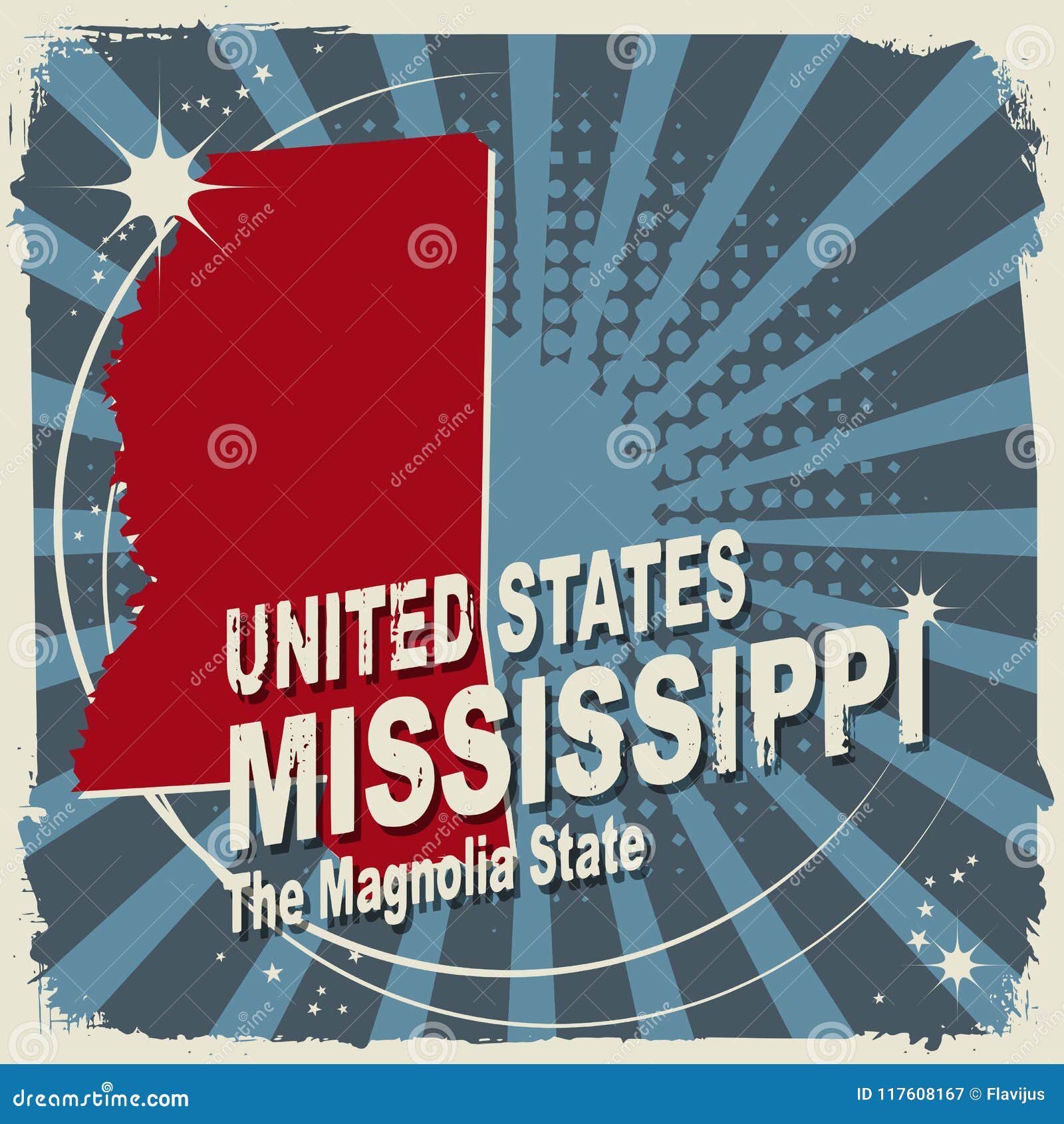 Abstract Label with Name and Map of Mississippi Stock Vector ...