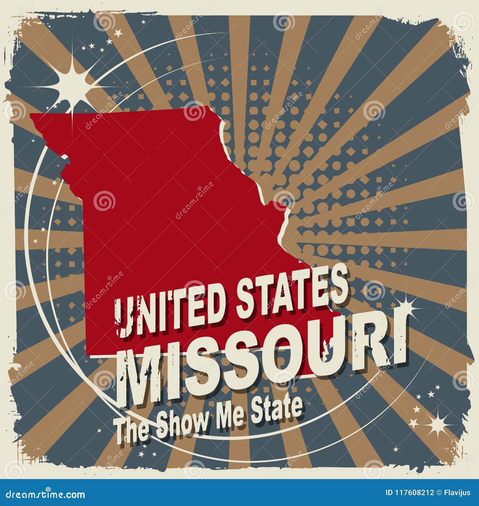 Abstract Label with Name and Map of Missouri Stock Vector ...