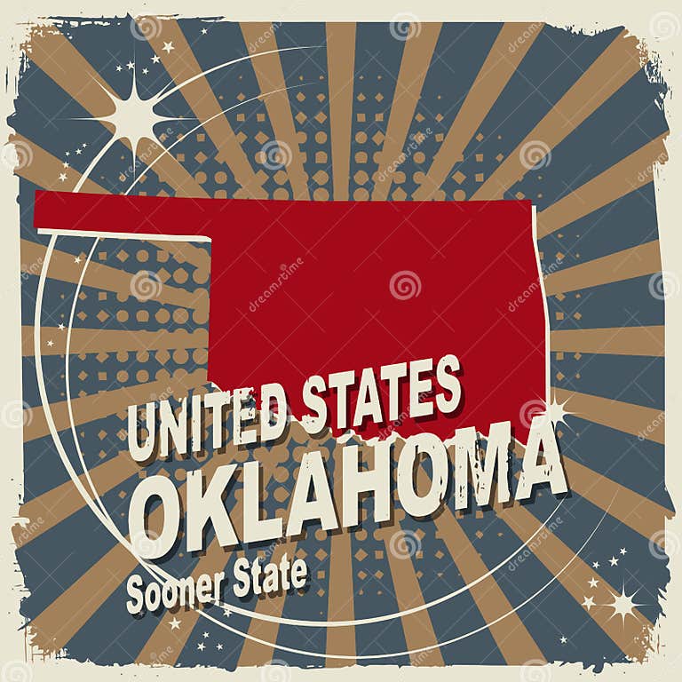 Abstract Label with Name and Map of Oklahoma Stock Vector ...