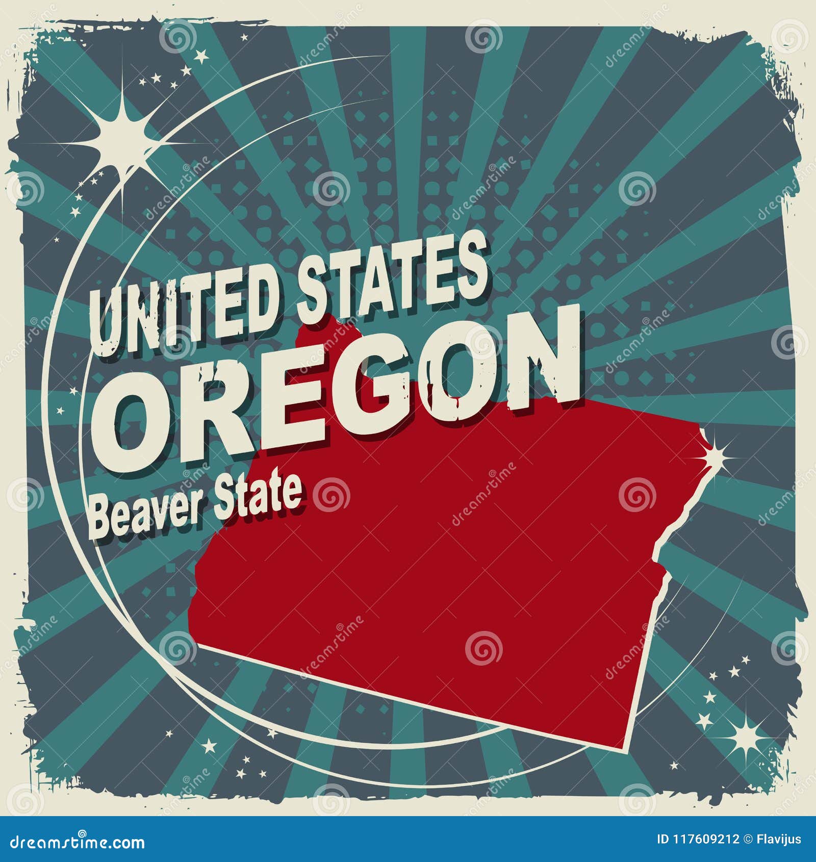 Abstract Label with Name and Map of Oregon Stock Vector - Illustration ...