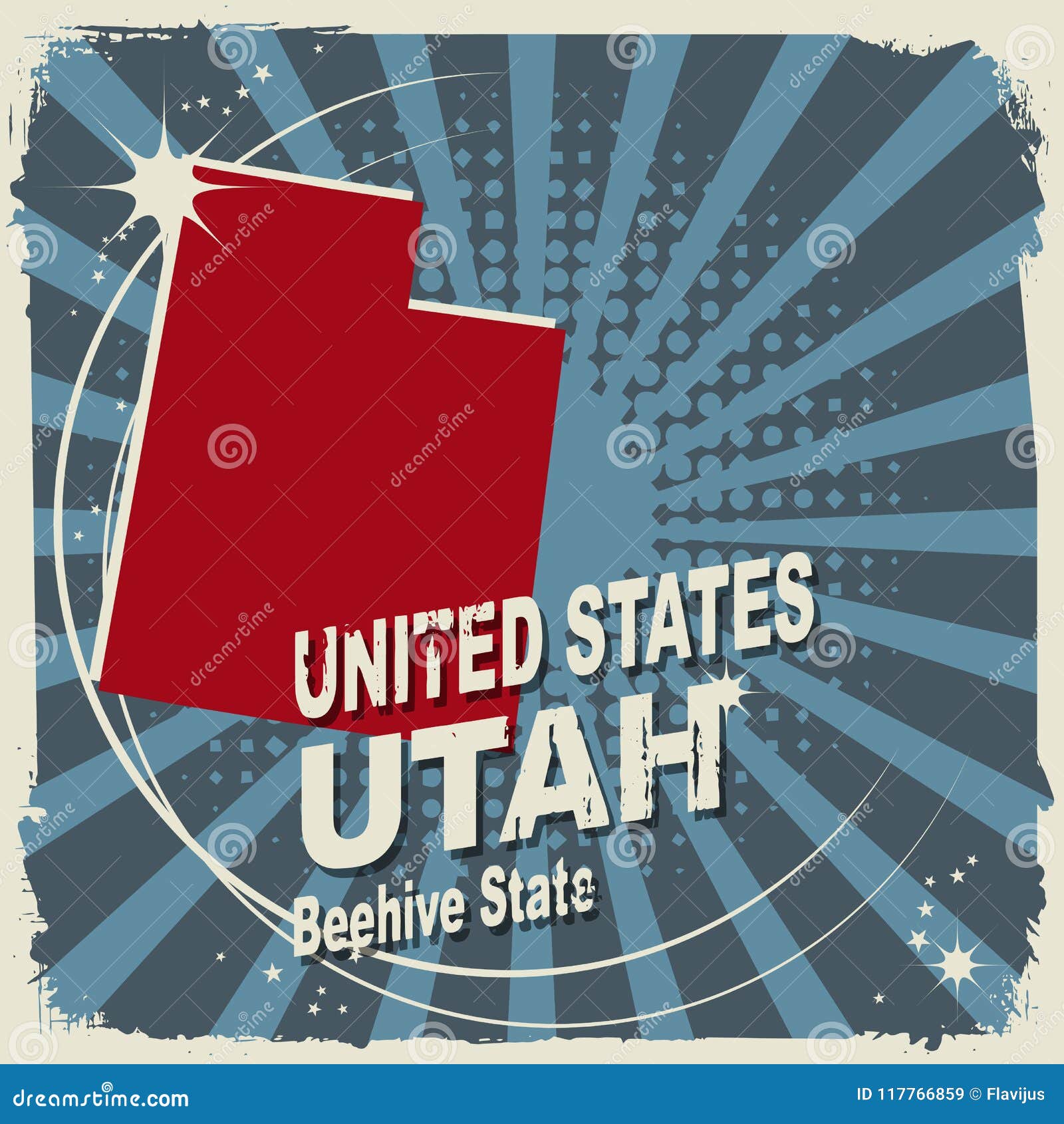 Abstract Label with Name and Map of Utah Stock Vector - Illustration of ...