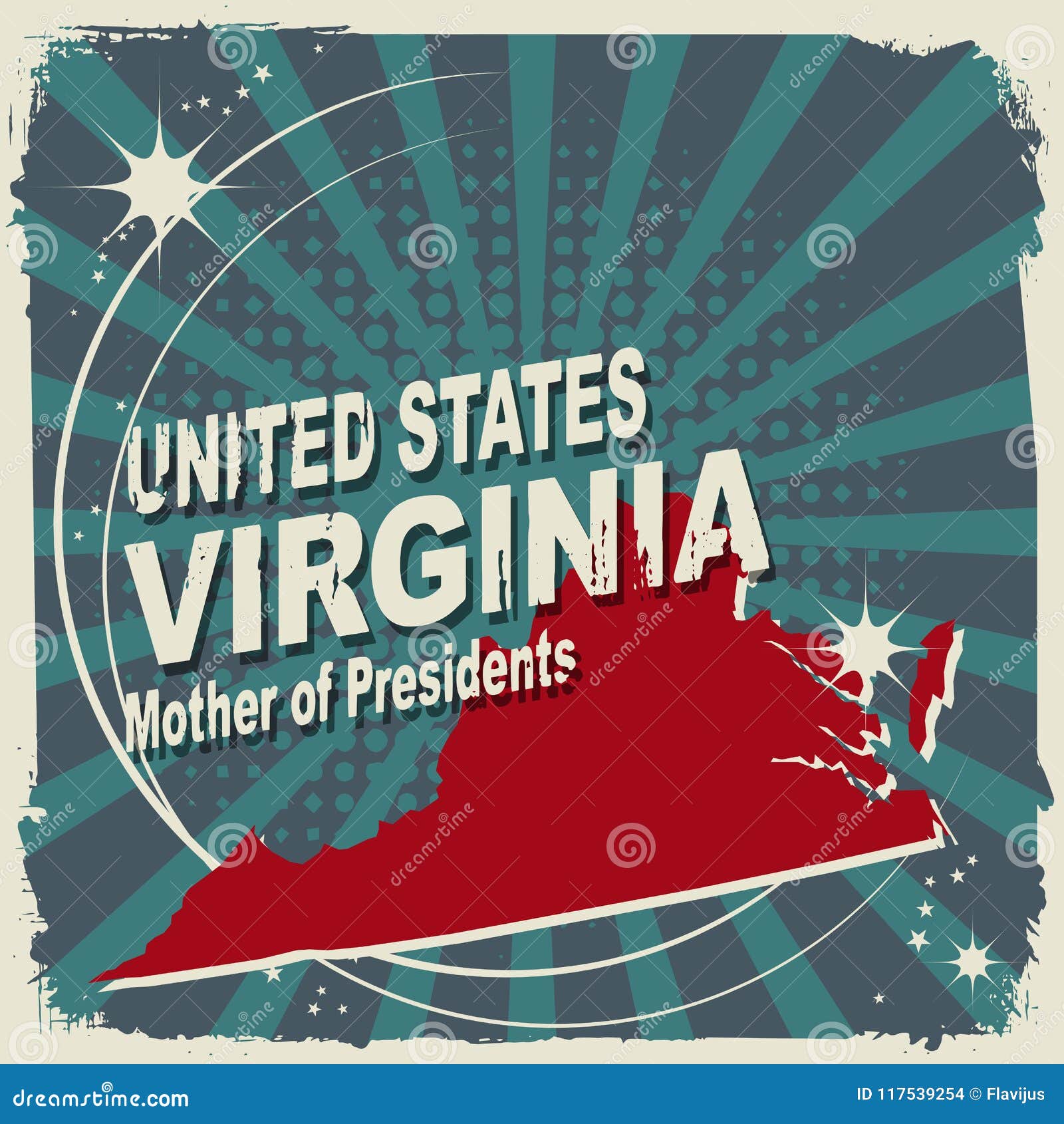 Abstract Label with Name and Map of Virginia Stock Vector ...
