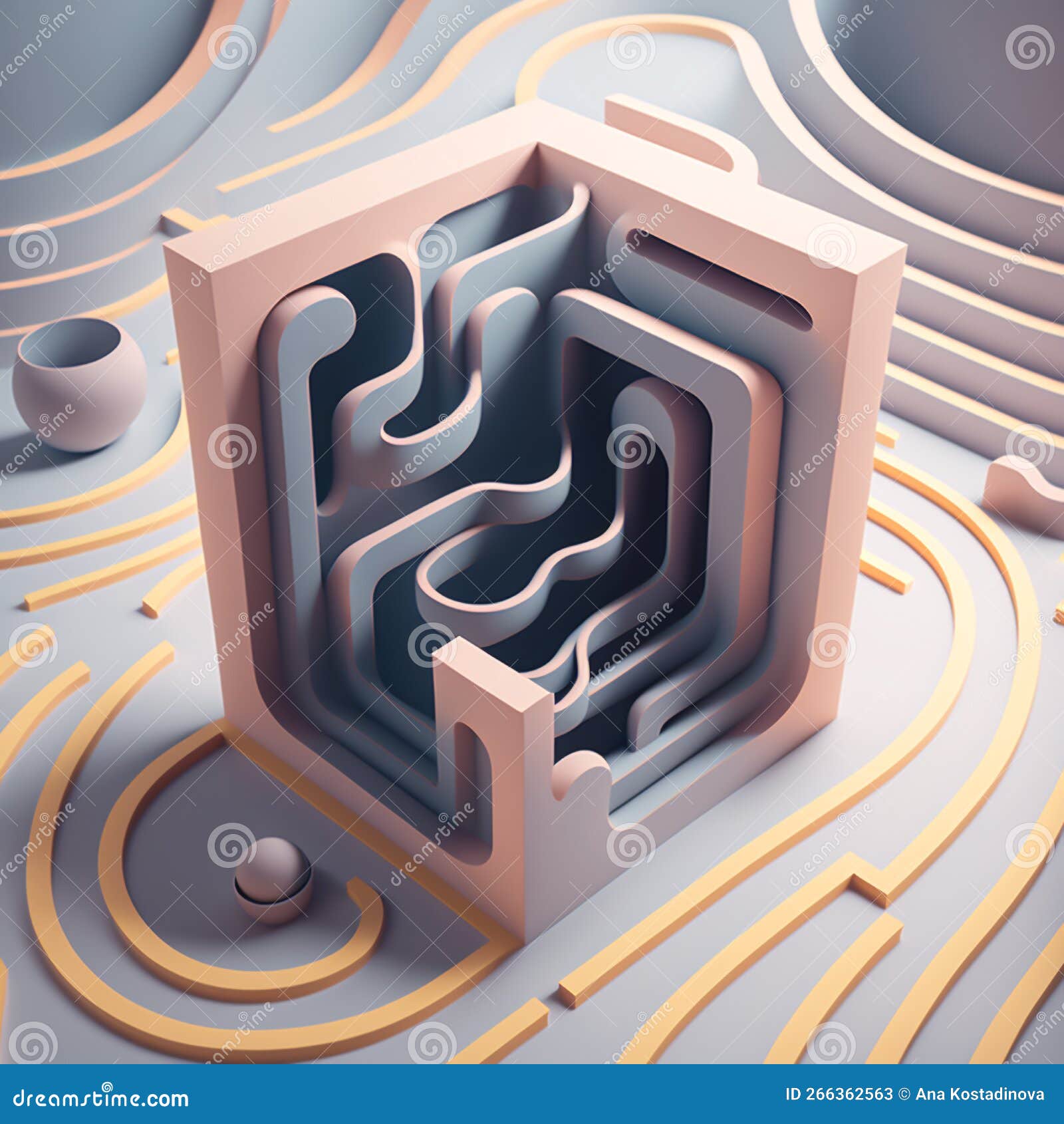 Abstract Labyrinth in a Cube. AI Generated Stock Illustration ...