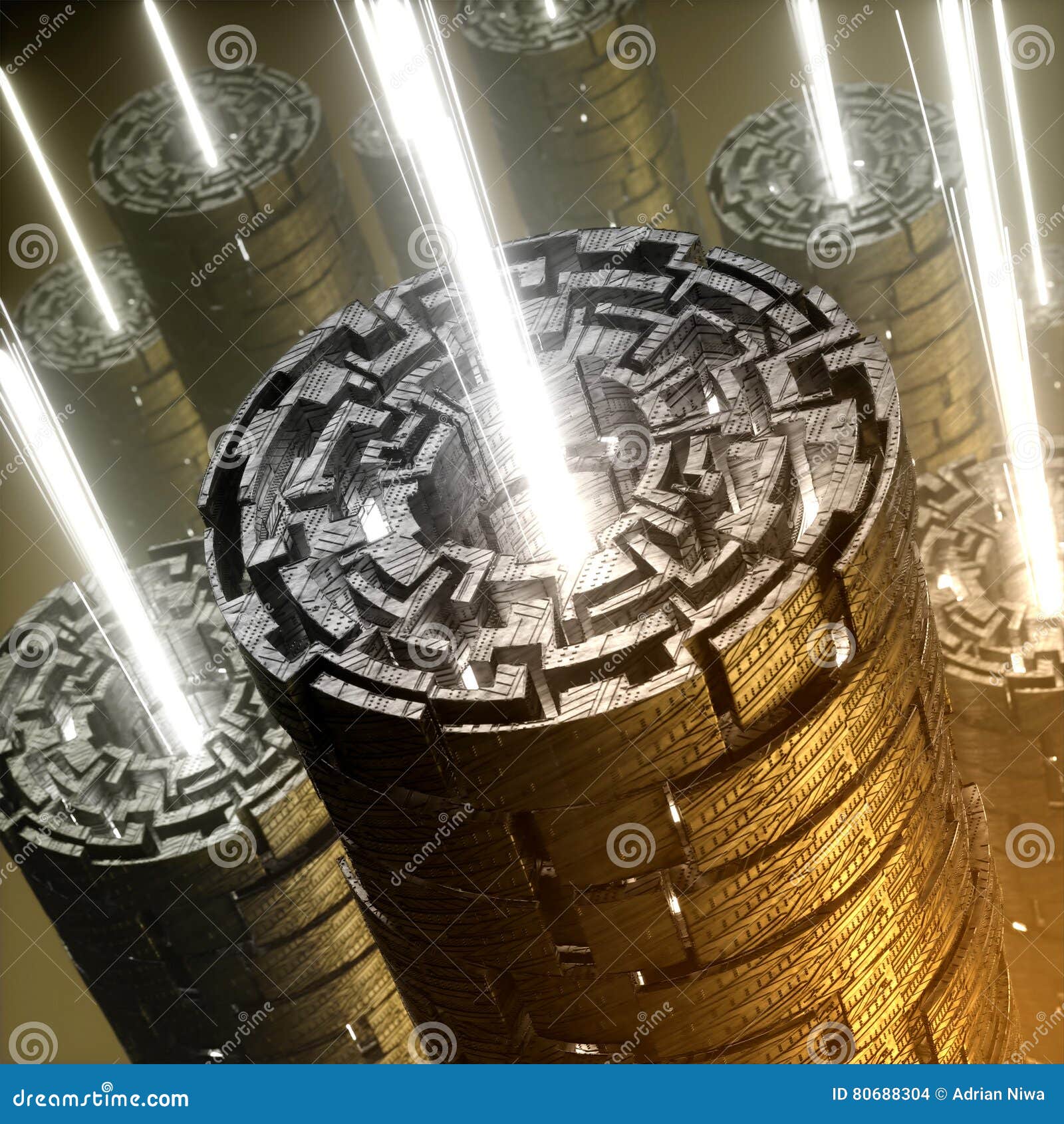 Abstract Labyrinth Tubes with Light Strokes Stock Illustration ...