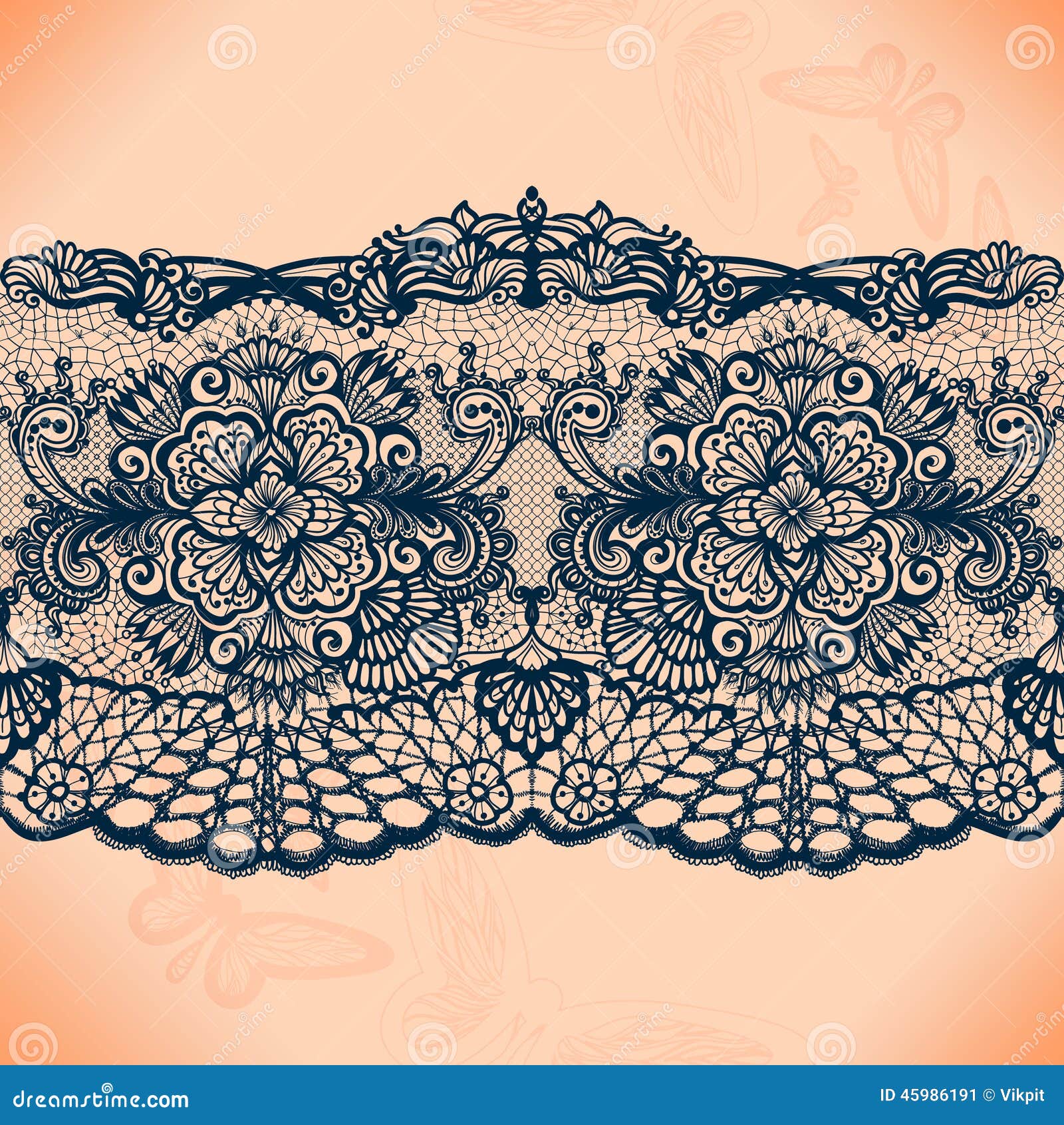 Abstract Lace Ribbon Seamless Pattern with Elements Flowers. Stock ...