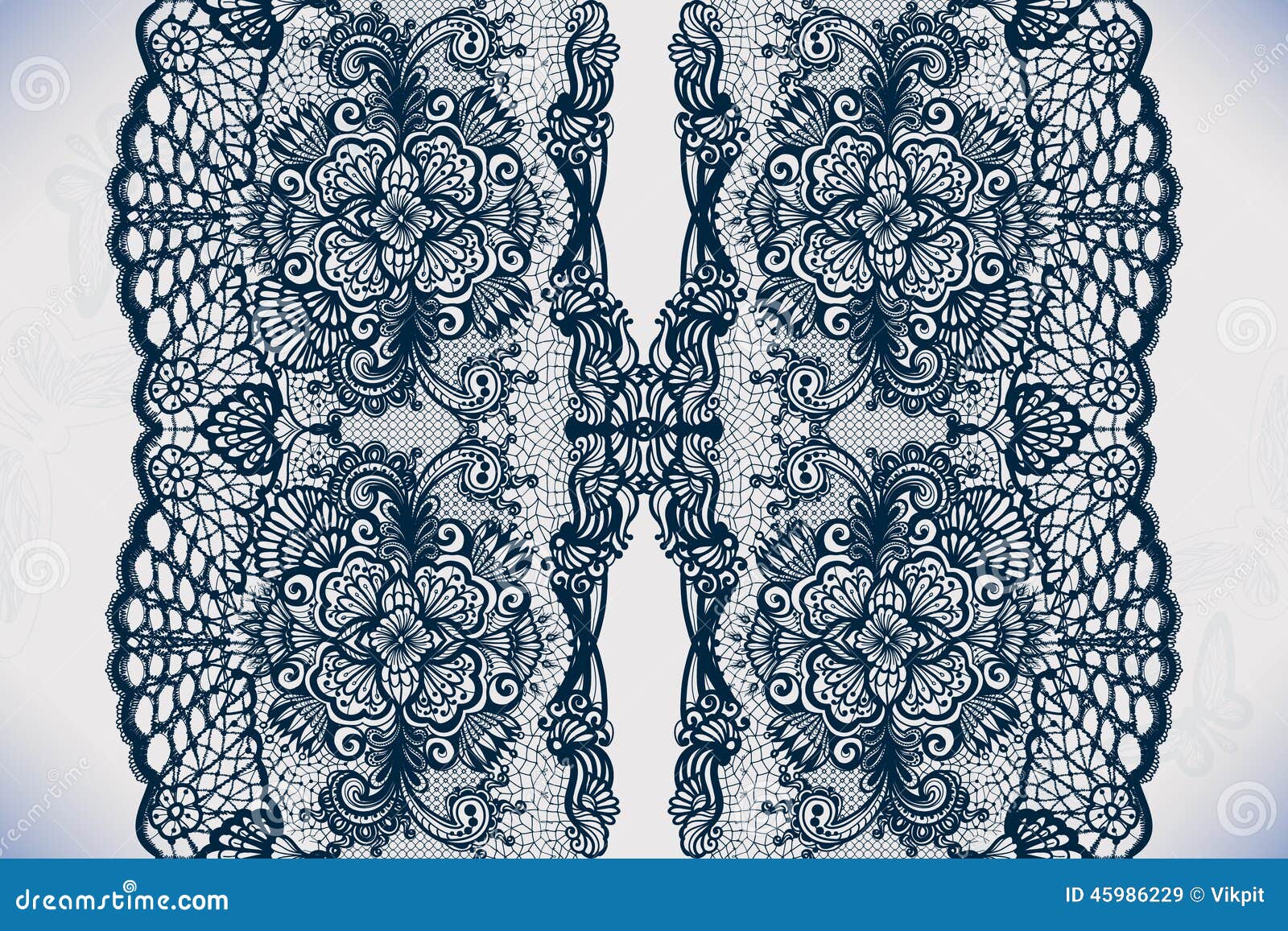 Abstract Lace Ribbon Seamless Pattern with Elements Flowers. Stock ...
