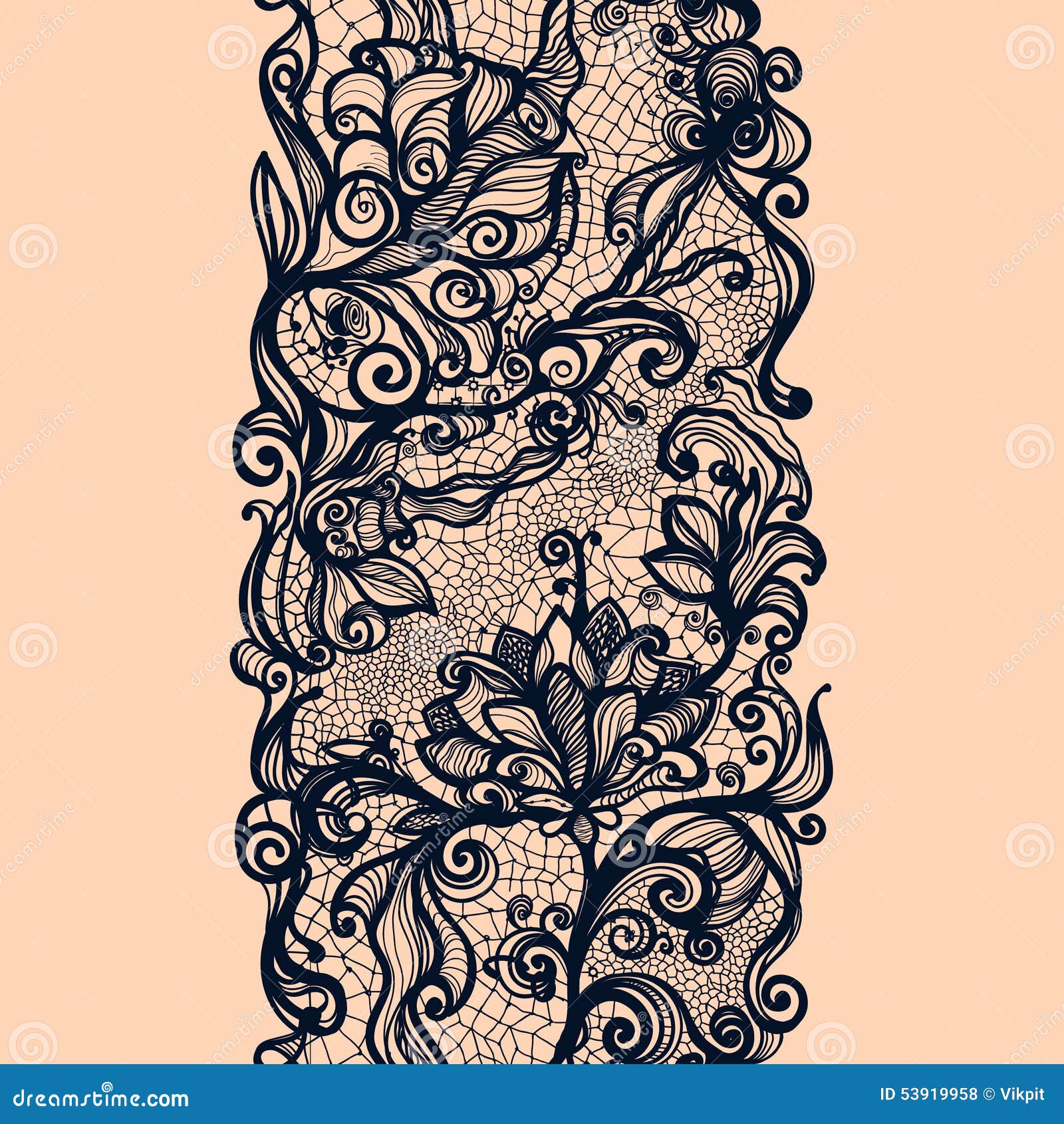 Abstract Lace Ribbon Vertical Seamless Pattern Stock Vector ...