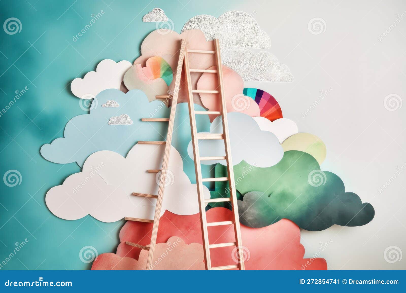 Abstract Ladder and Clouds. Concept of Career Growth and Development ...