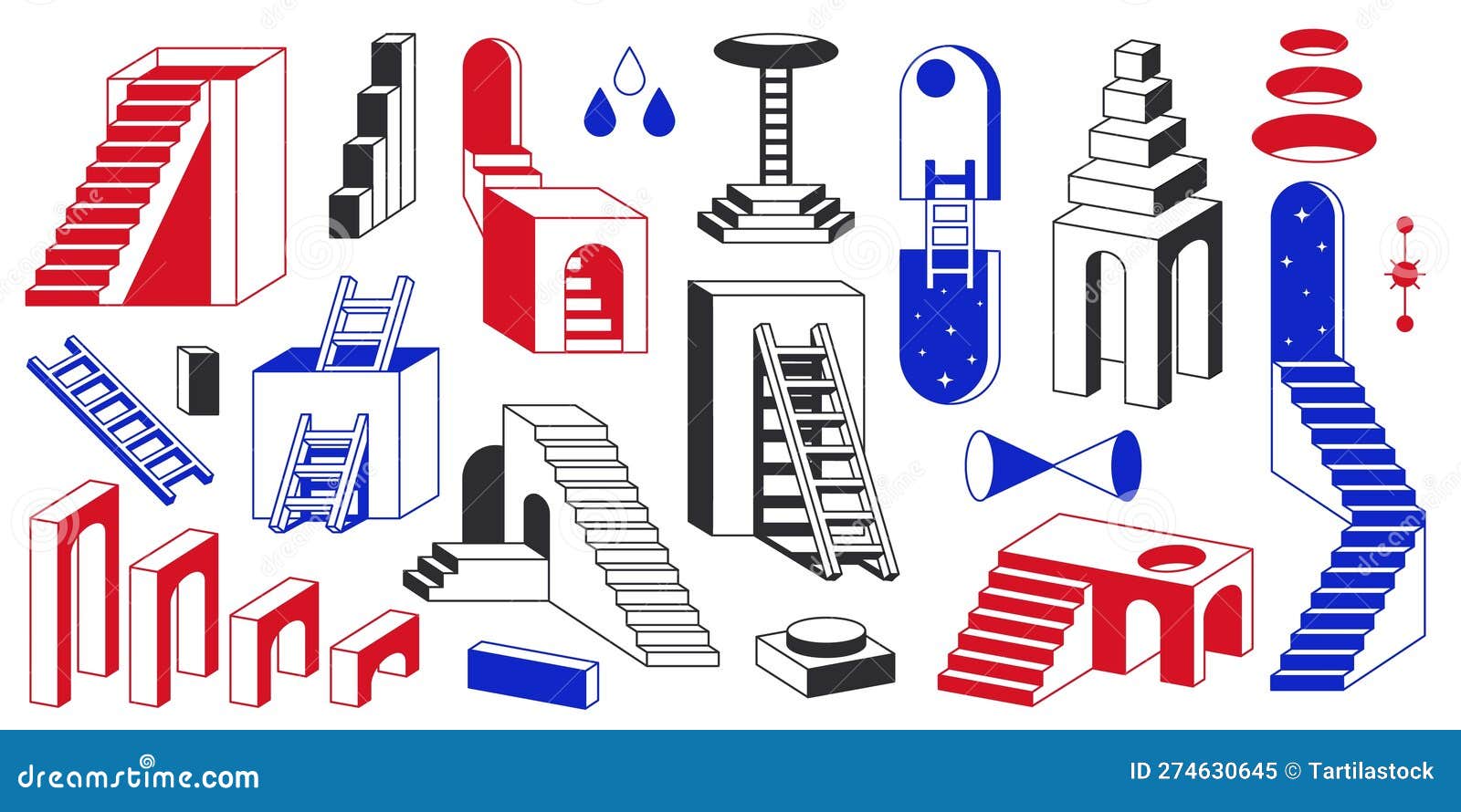 Abstract Ladder Shapes. Minimal Geometric Shapes of Different Sizes ...