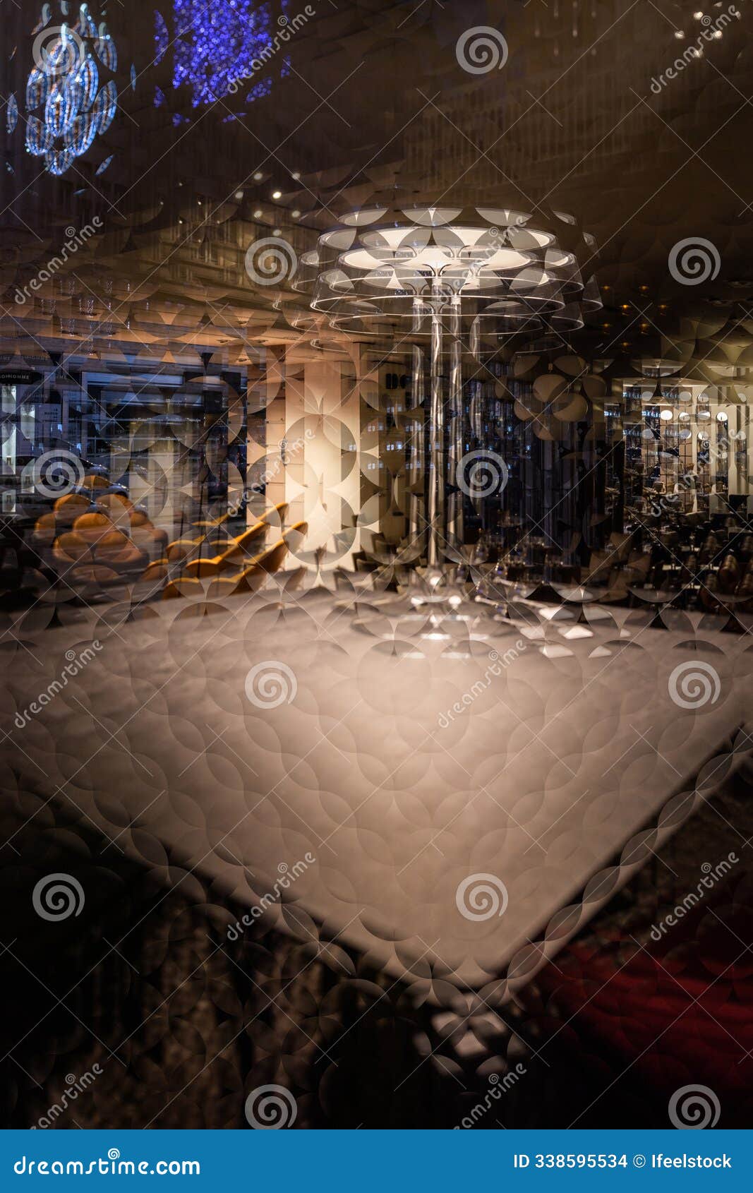 Abstract Lamp Reflection with Circular Pattern Overlay Stock Photo ...