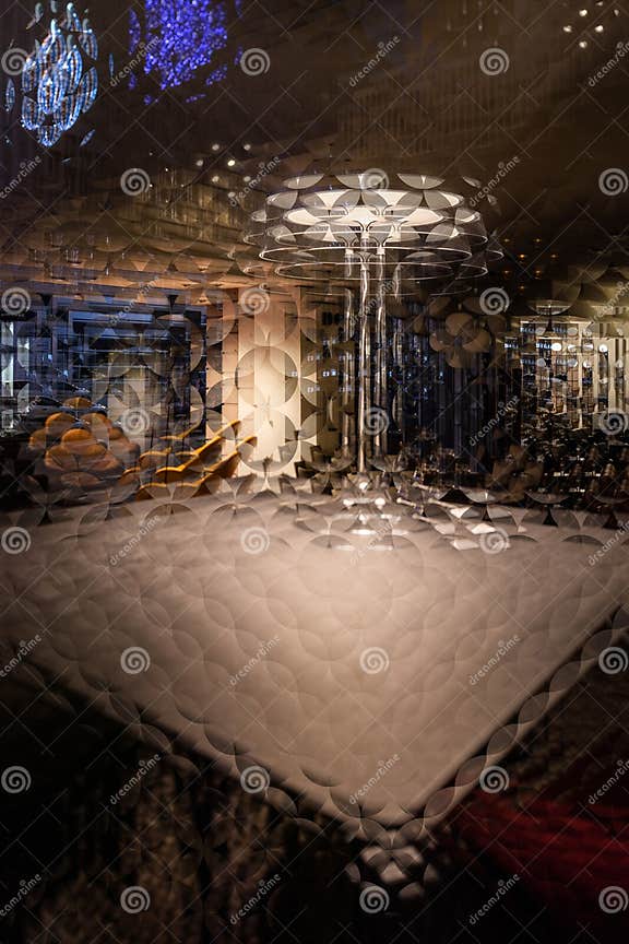 Abstract Lamp Reflection with Circular Pattern Overlay Stock Photo ...