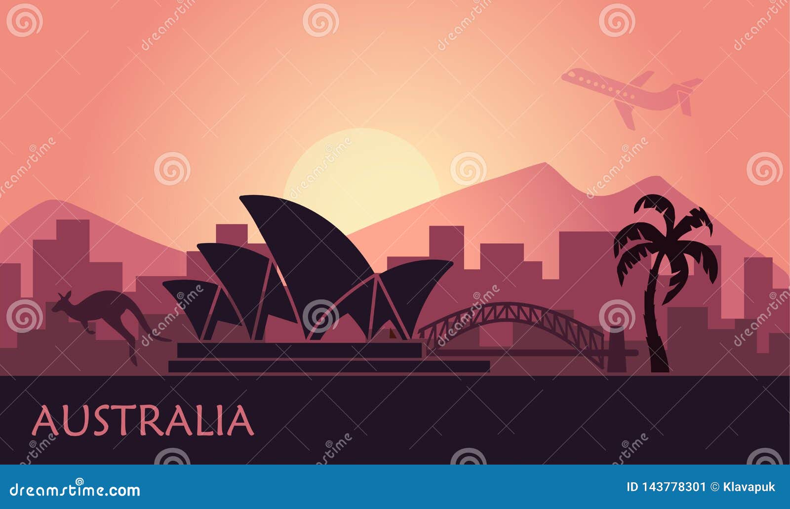 Abstract Landscape of Australia at Sunset. Vector Illustration ...