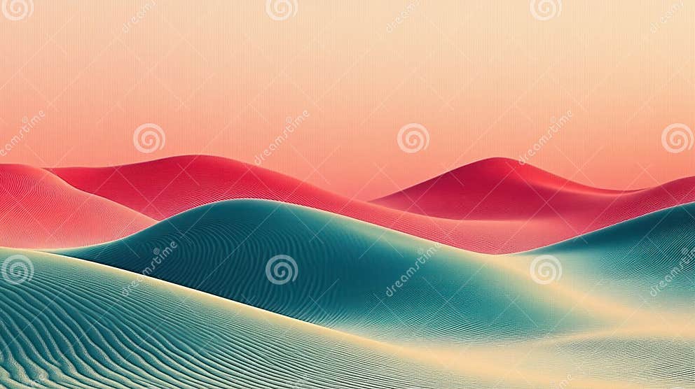 Abstract Landscape of Colorful Dunes Under a Soft Gradient Sky Stock ...