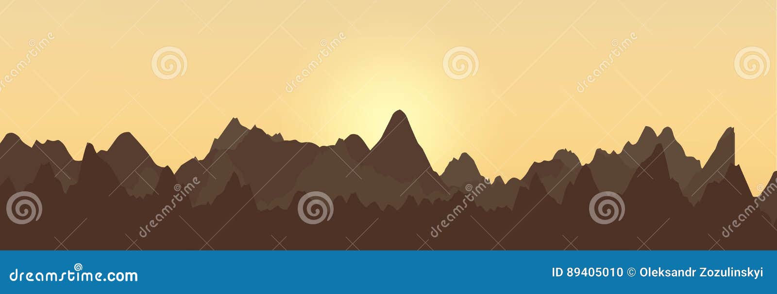 Abstract Landscape Design with Mountains and Rising Sun Vector Image ...