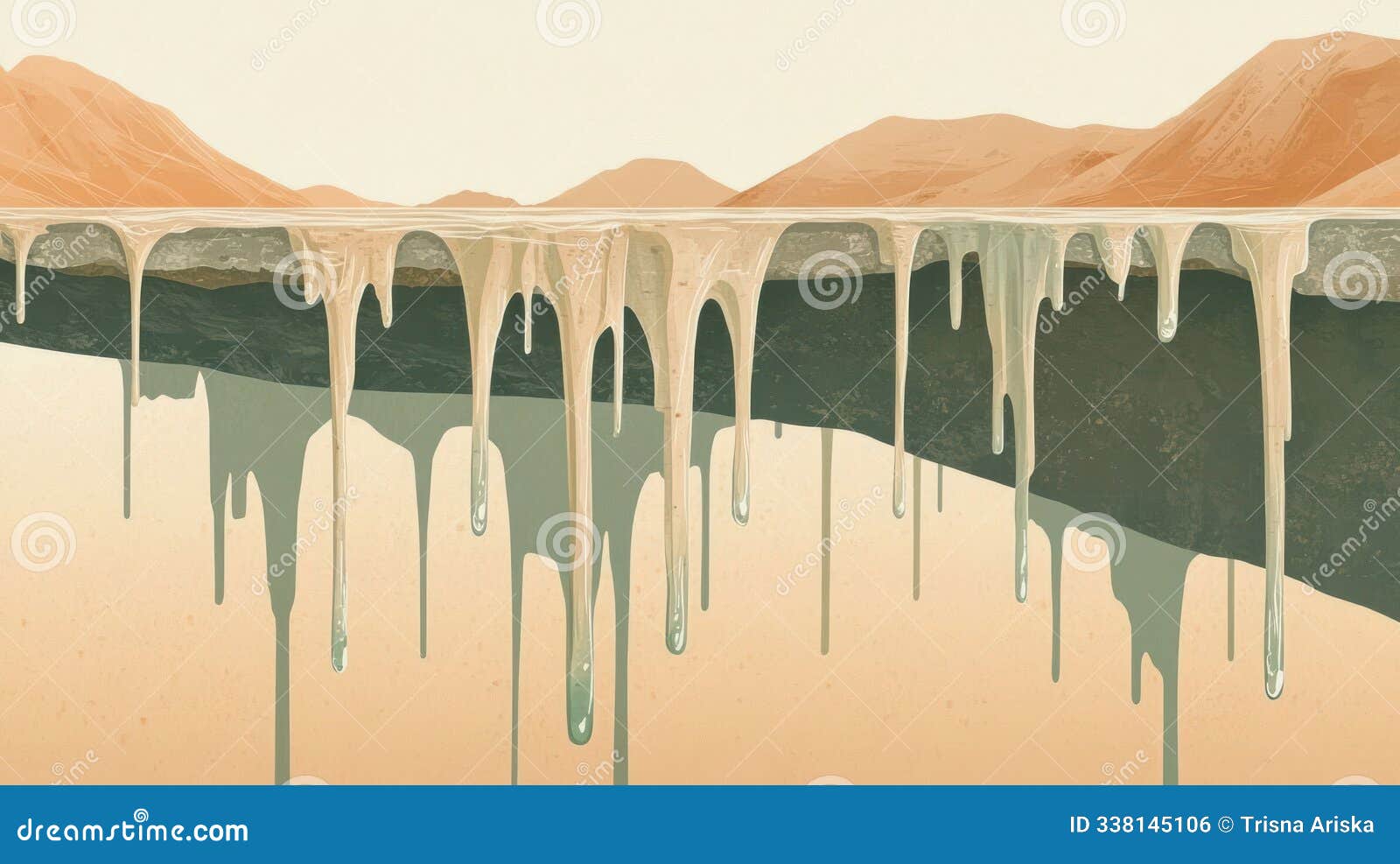 Abstract Landscape with Dripping Textures and Muted Colors Stock ...