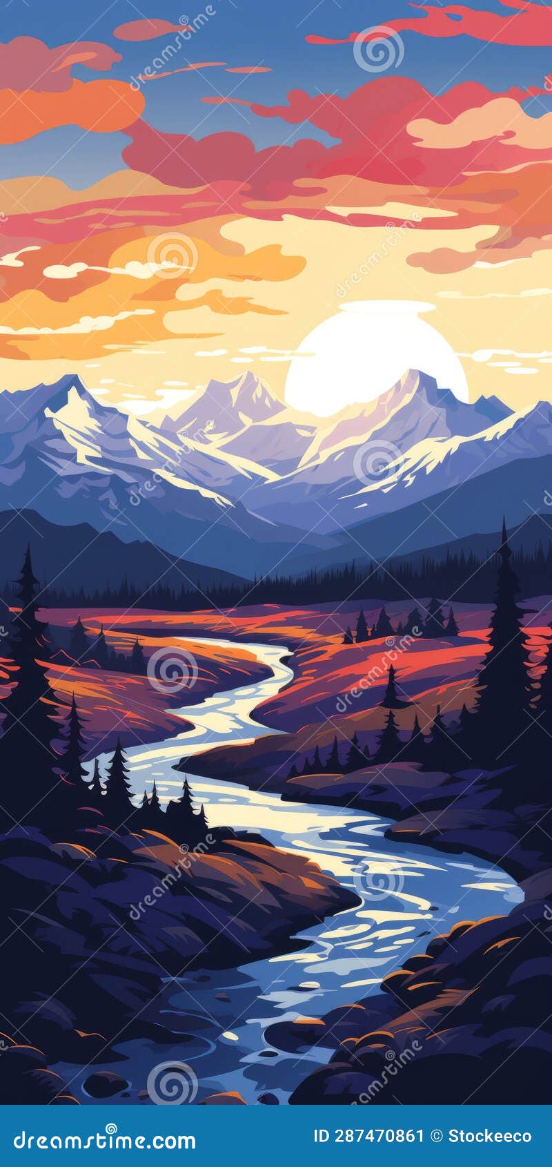 Lofi Design of Denali National Park Landscape: Bold Graphic ...