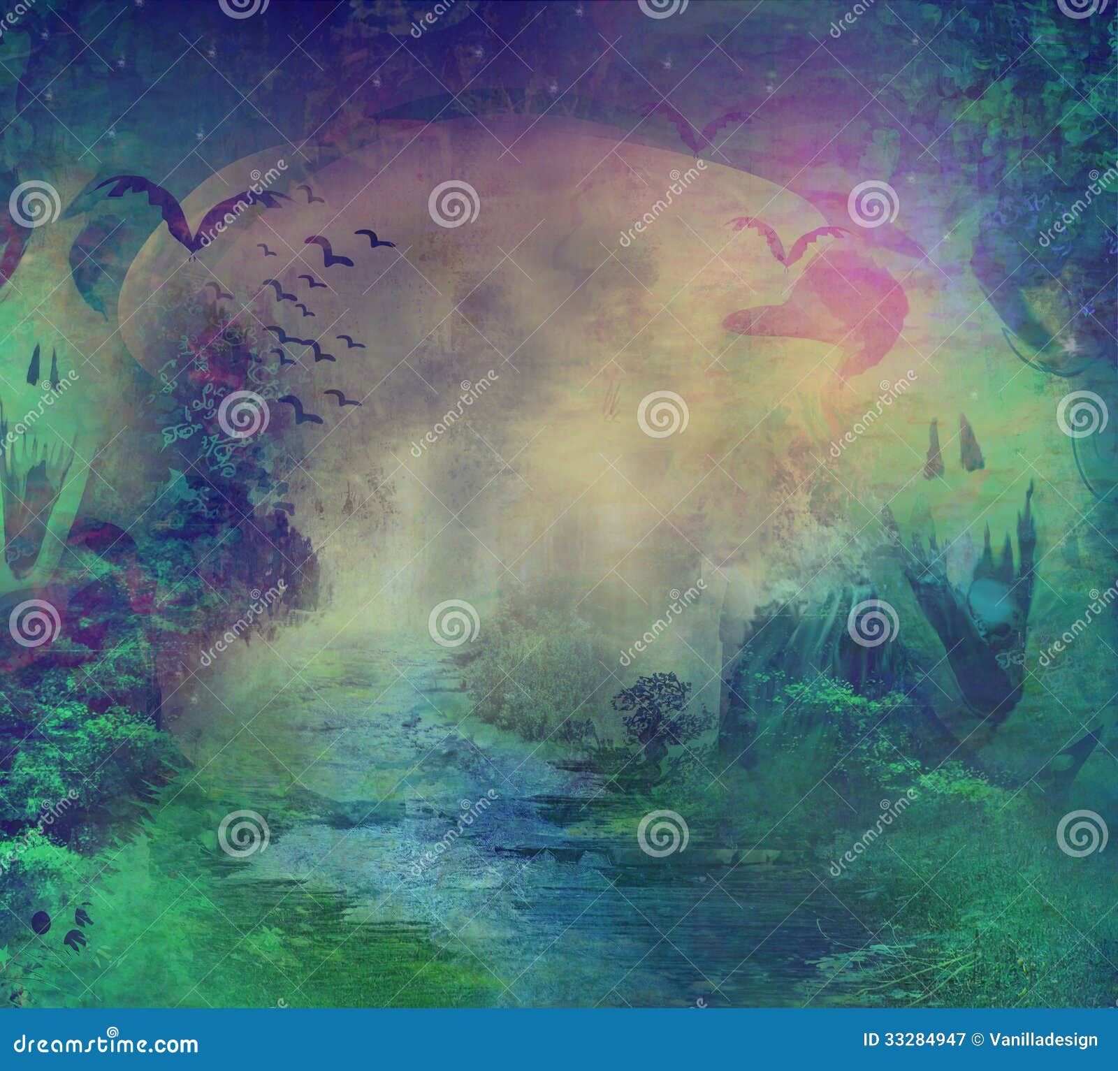 Abstract Landscape with Ghosts Stock Illustration - Illustration of ...