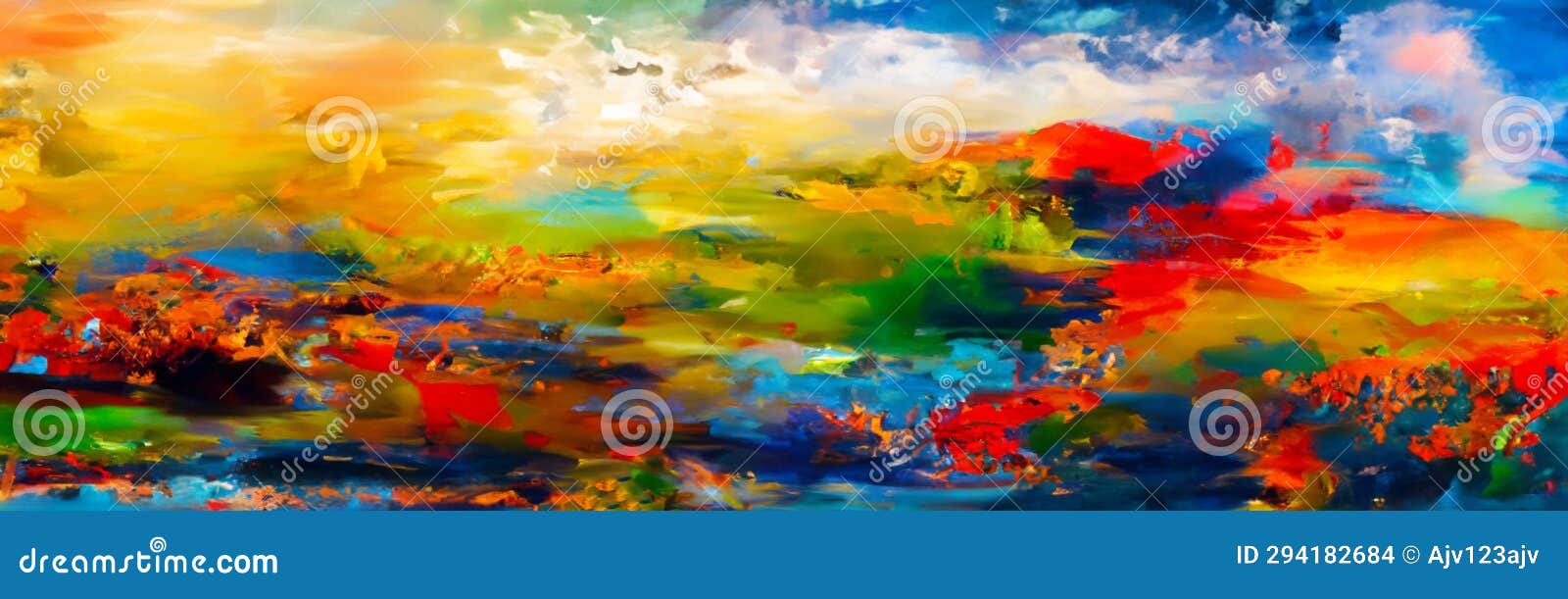 An Abstract Landscape Image with Mountains, Rivers and Fields Stock ...