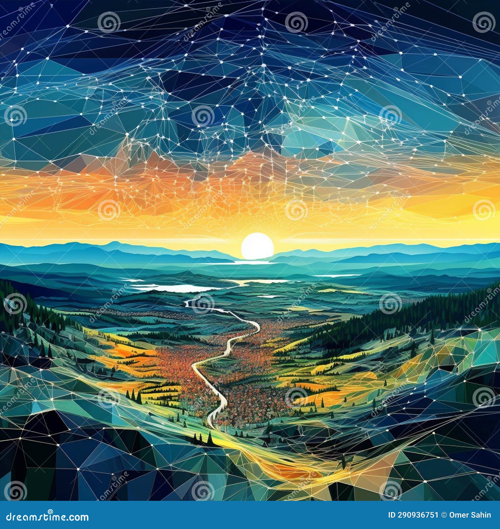 Abstract Landscape Inspired by Blockchain Stock Image - Image of ...