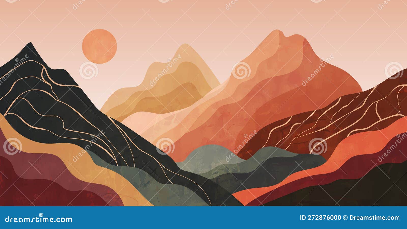 Abstract Landscape with Mountains Stock Vector - Illustration of ...