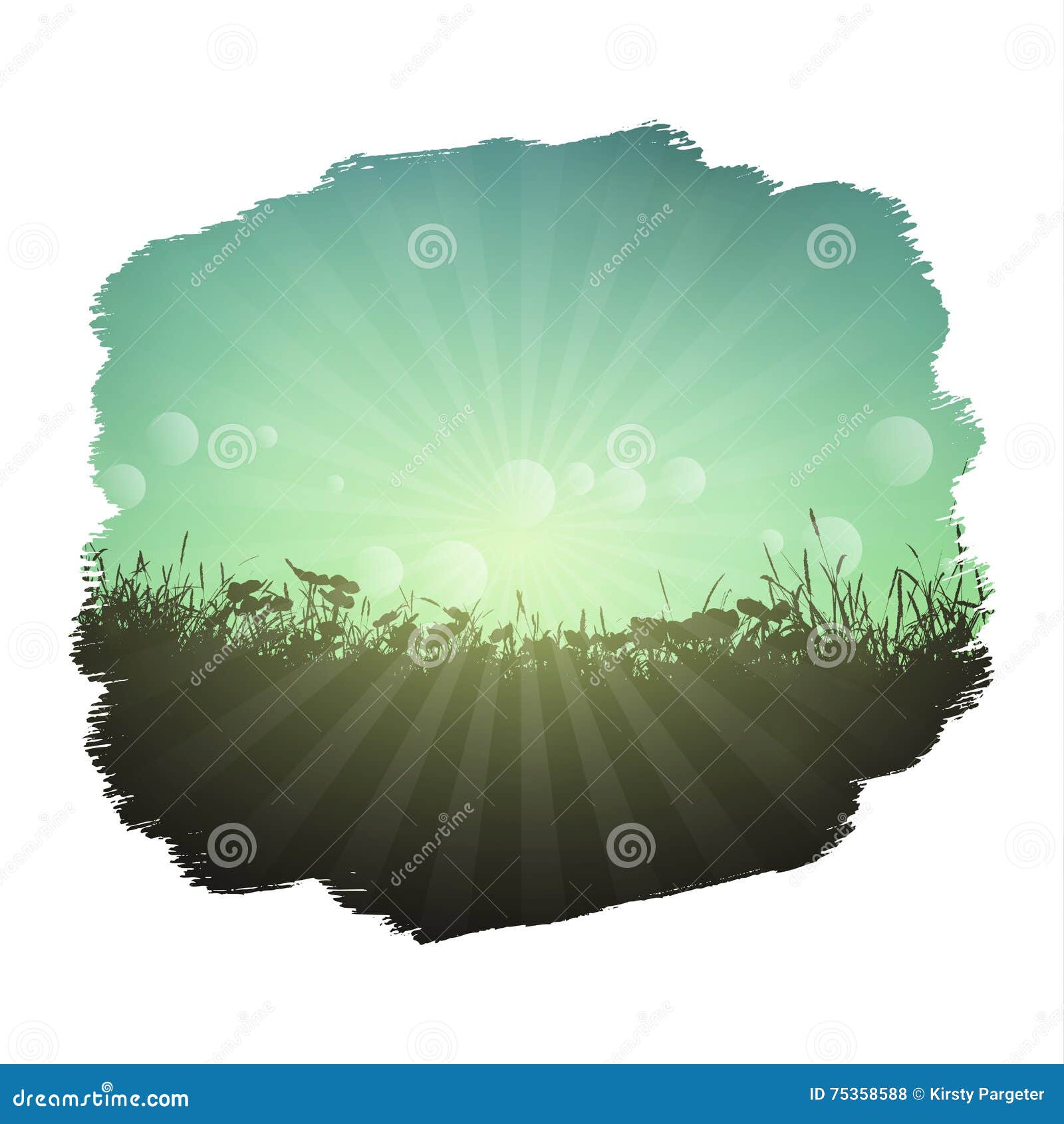 Abstract Landscape in Painted Border Stock Vector - Illustration of ...