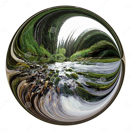 Abstract Landscape River Circle Stock Illustration - Illustration of ...