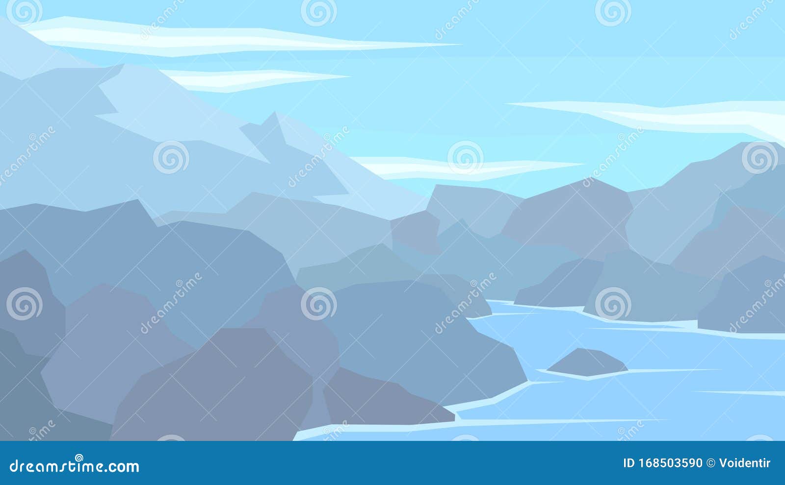 Abstract Landscape Rocks and River Stock Vector - Illustration of land ...