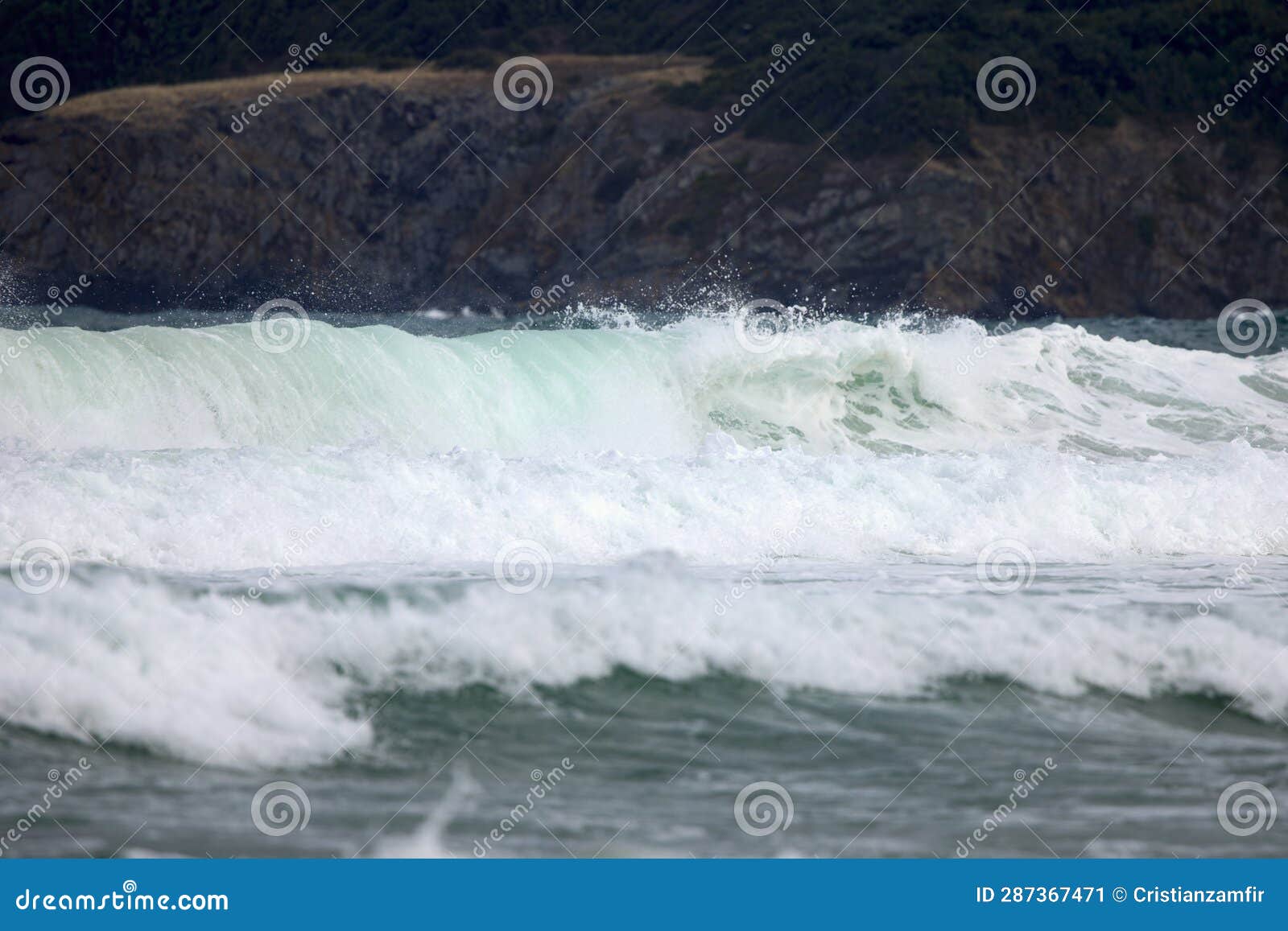 Abstract Landscape with Sea Waves at the Shore on a Windy Day Stock ...