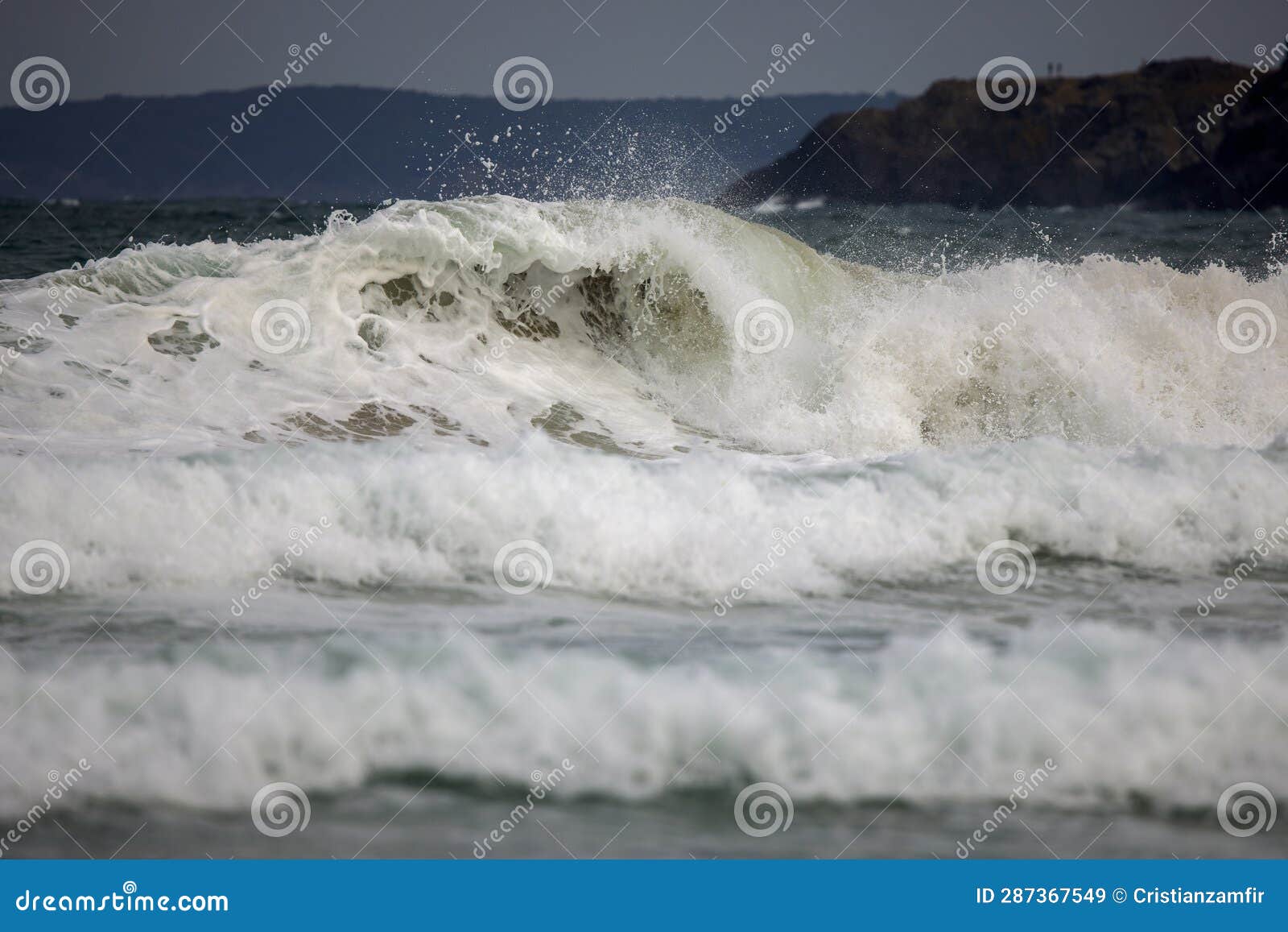 Abstract Landscape with Sea Waves at the Shore on a Windy Day Stock ...