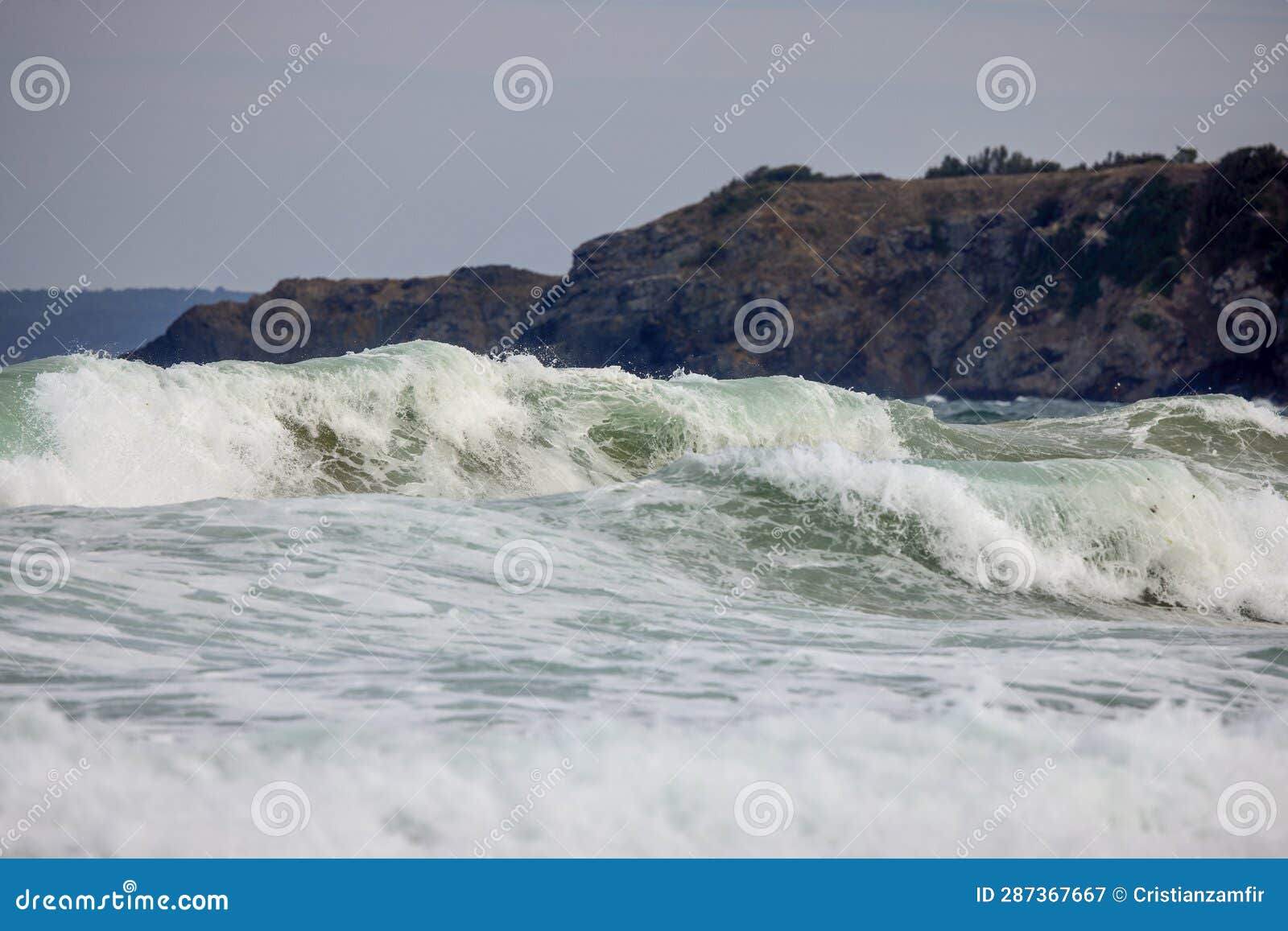 Abstract Landscape with Sea Waves at the Shore on a Windy Day Stock ...