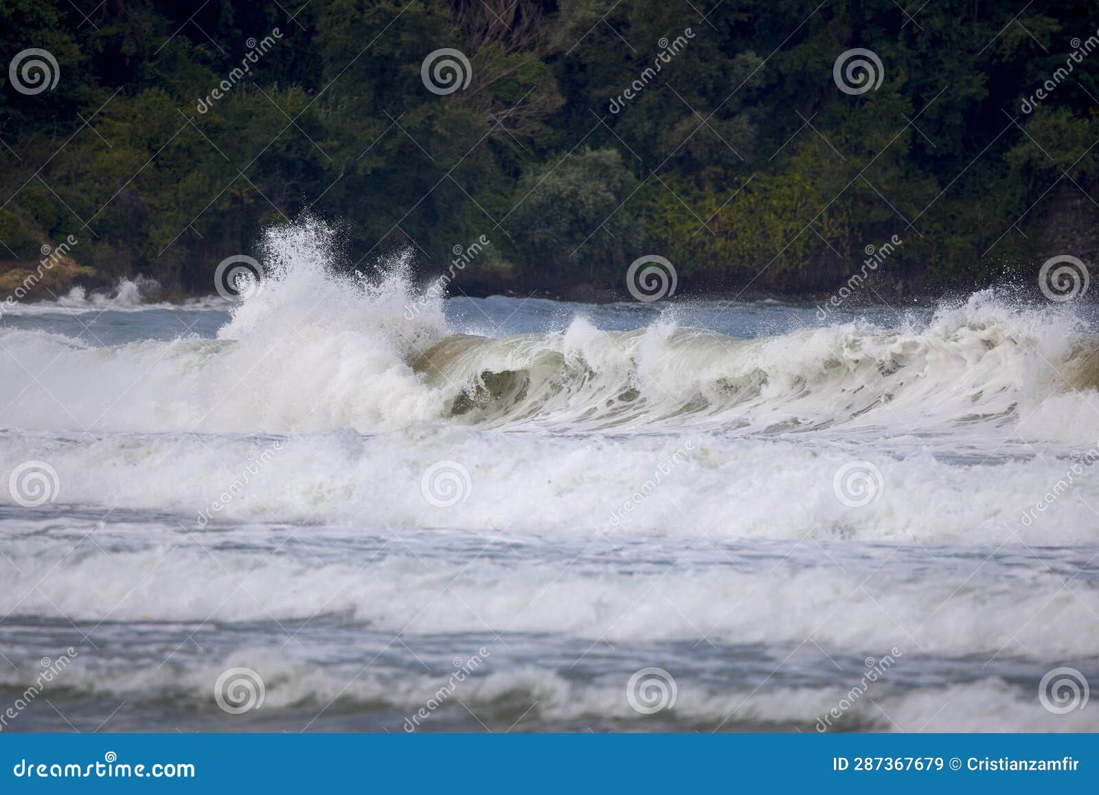 Abstract Landscape with Sea Waves at the Shore on a Windy Day Stock ...