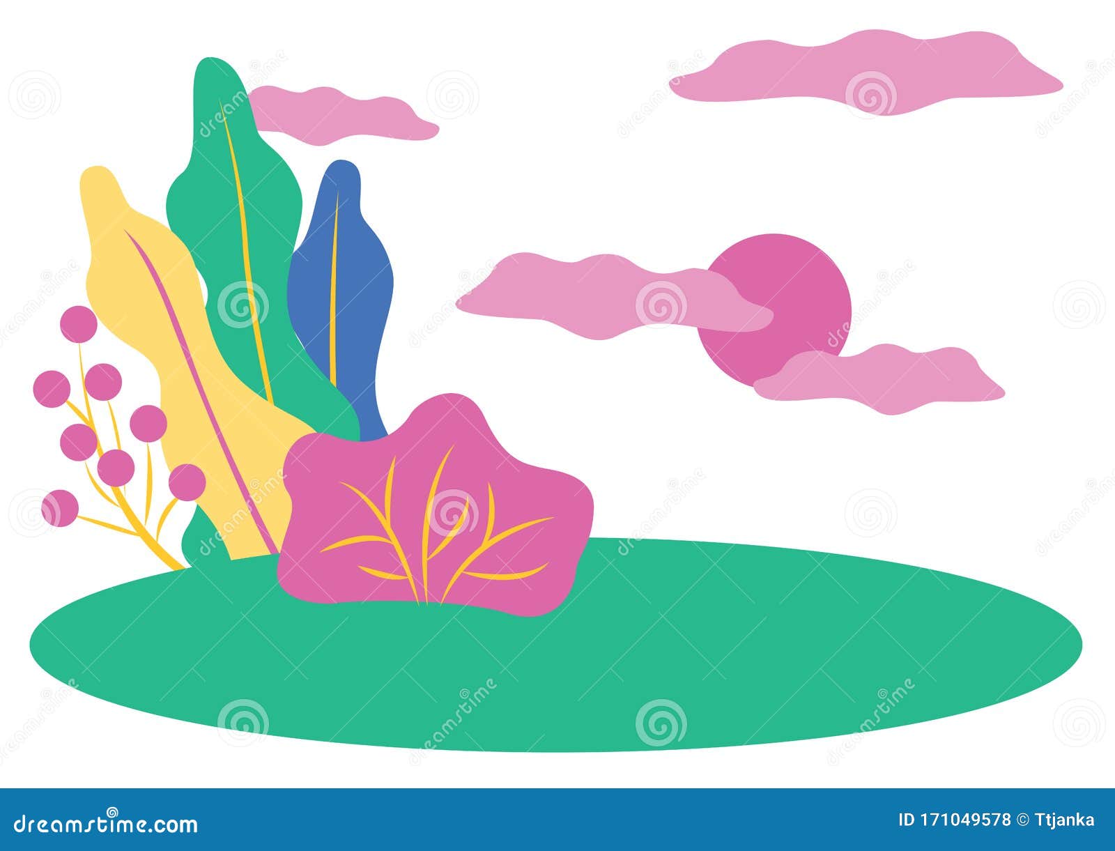 Abstract Landscape with Sun and Trees. Stock Vector - Illustration of ...