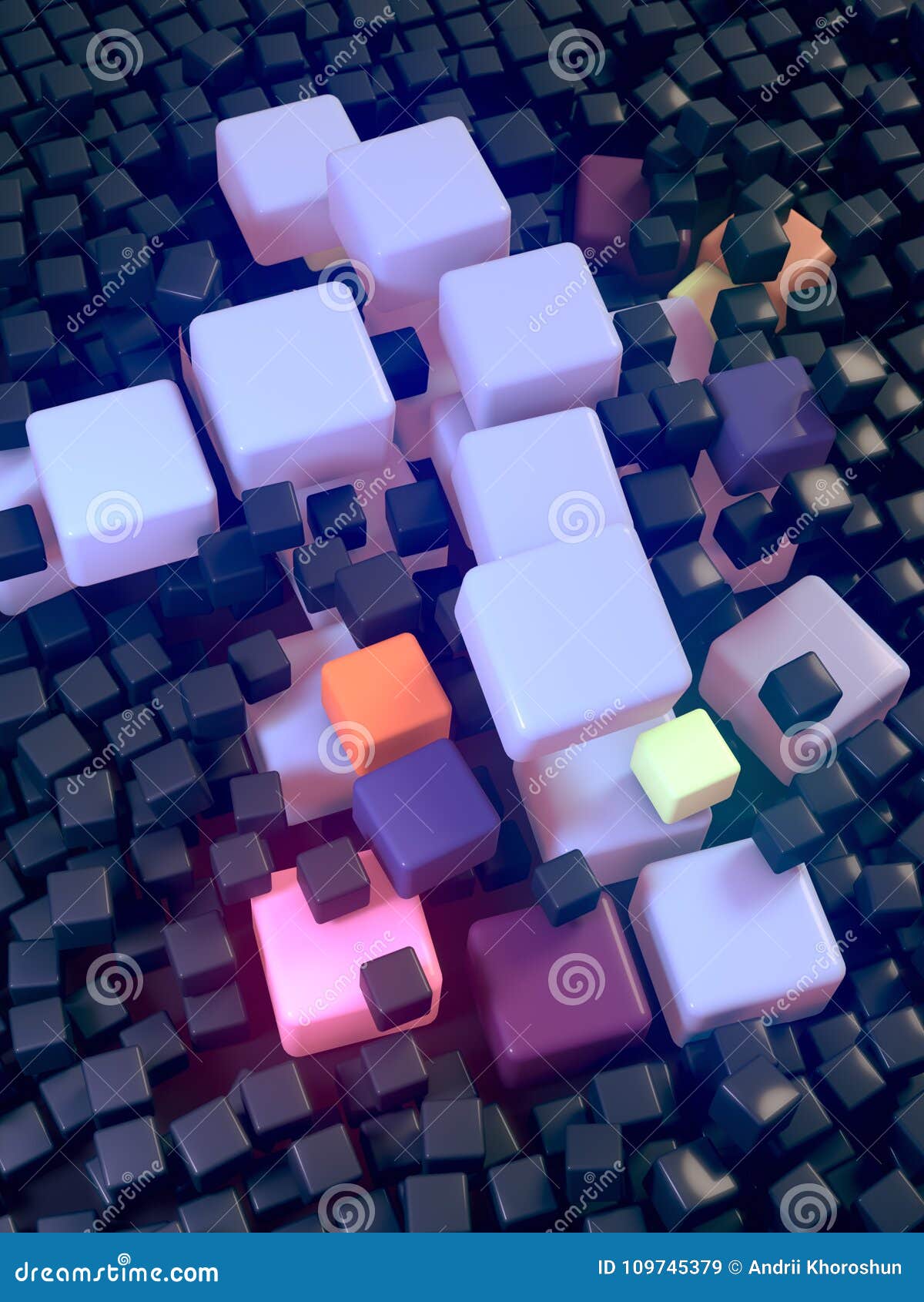 Abstract Landscape of Three-dimensional Boxes Background. 3d Rendering ...