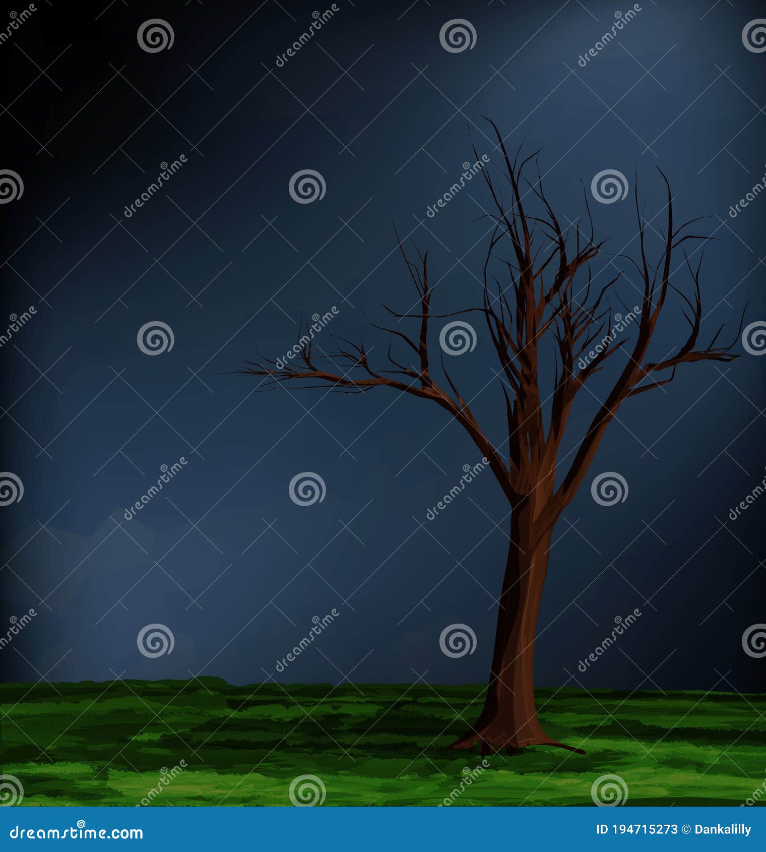 Abstract Landscape with Tree and Storm Stock Vector - Illustration of ...