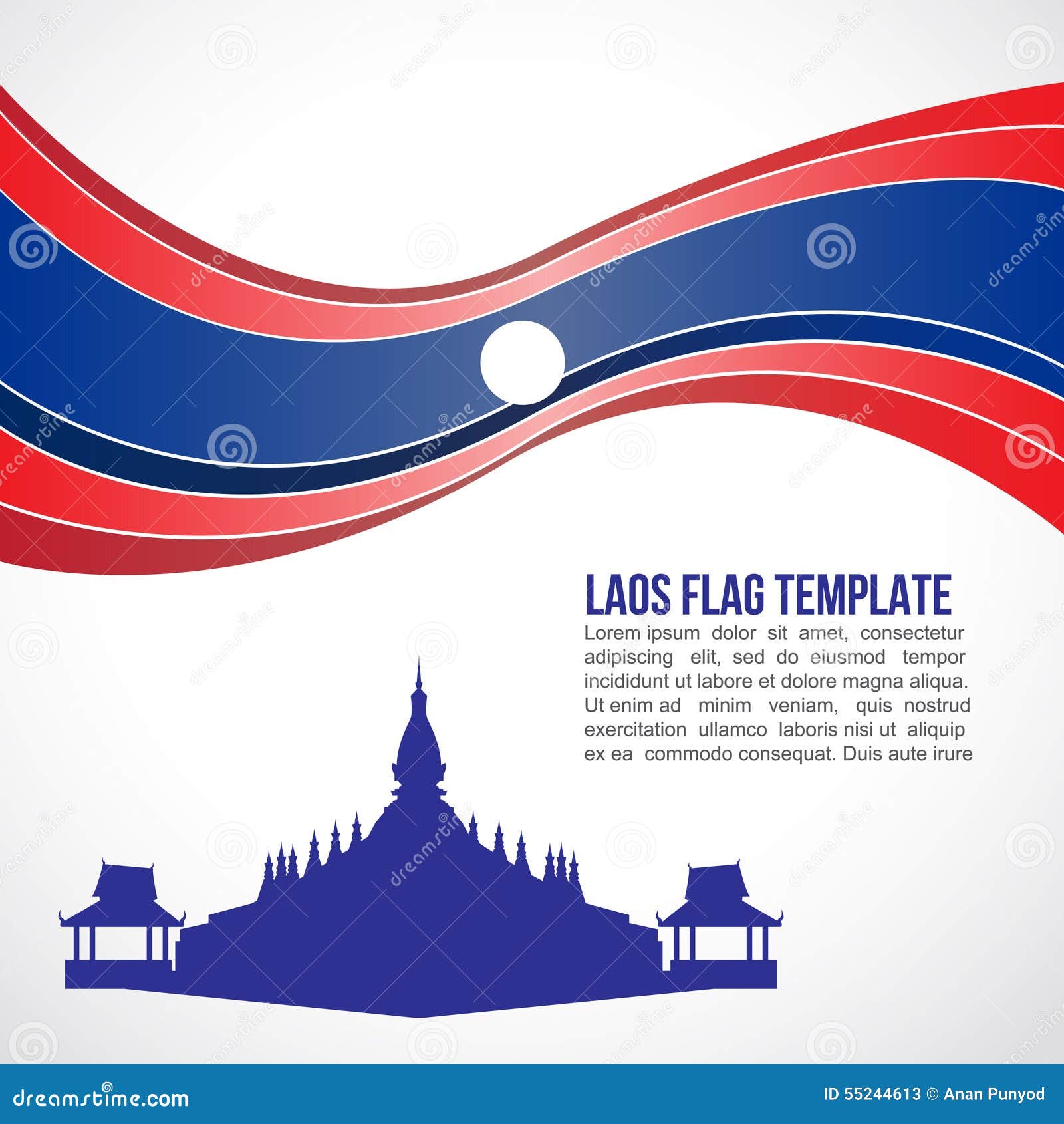 Abstract Laos Flag Wave and Pha that Luang, Vientiane Stock Vector ...