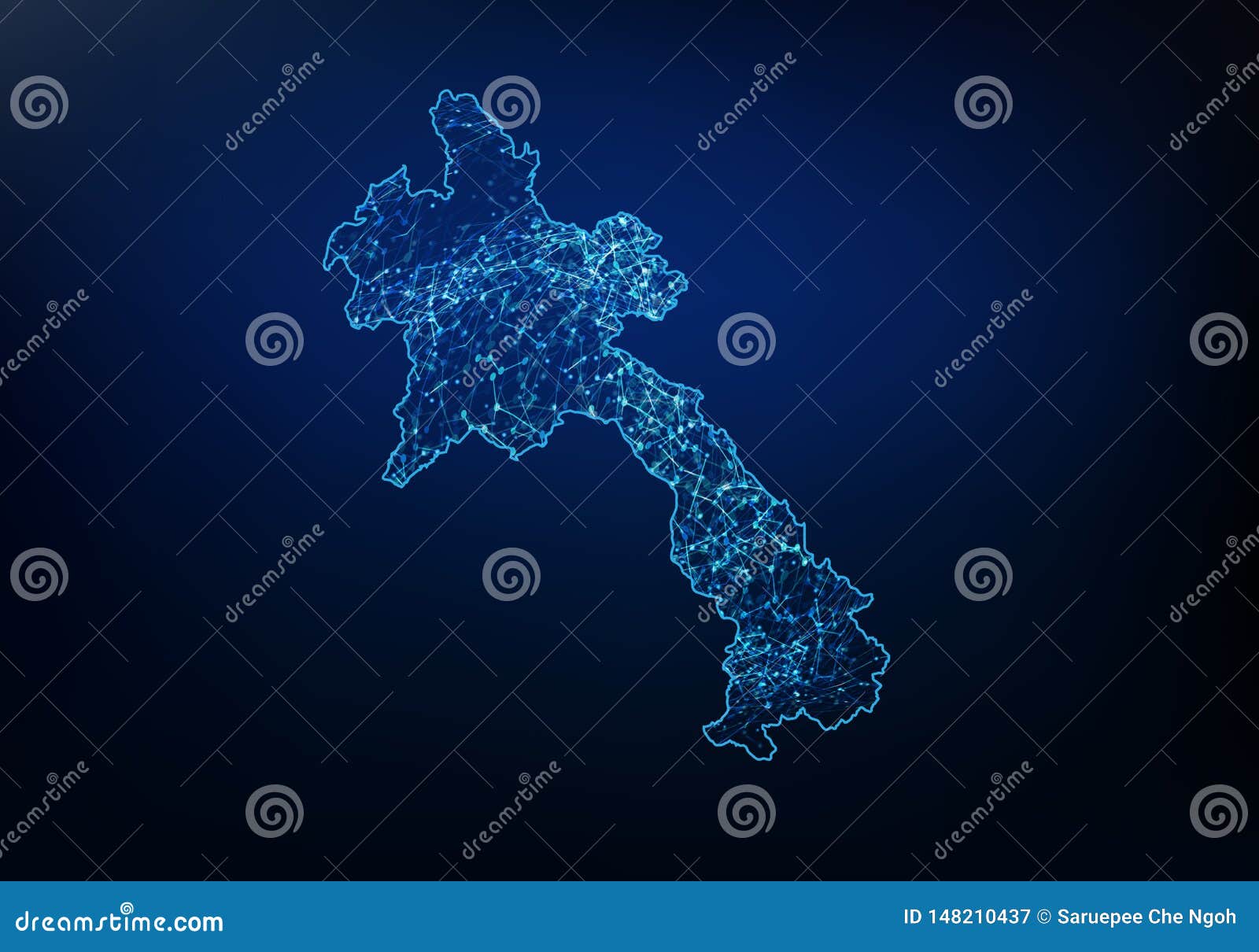 Abstract of Laos Map Network, Internet and Global Connection Concept ...