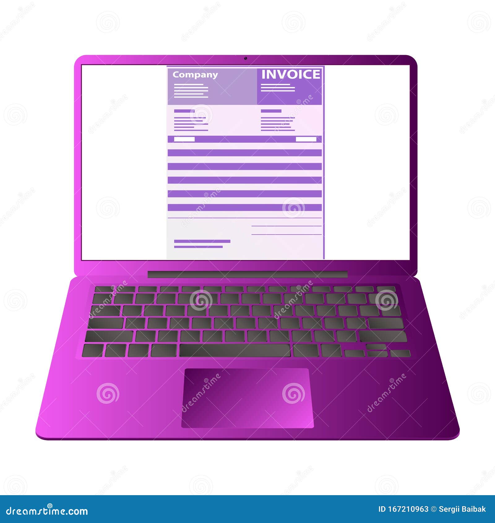 Abstract Laptop with Complete Online Invoice Stock Vector ...