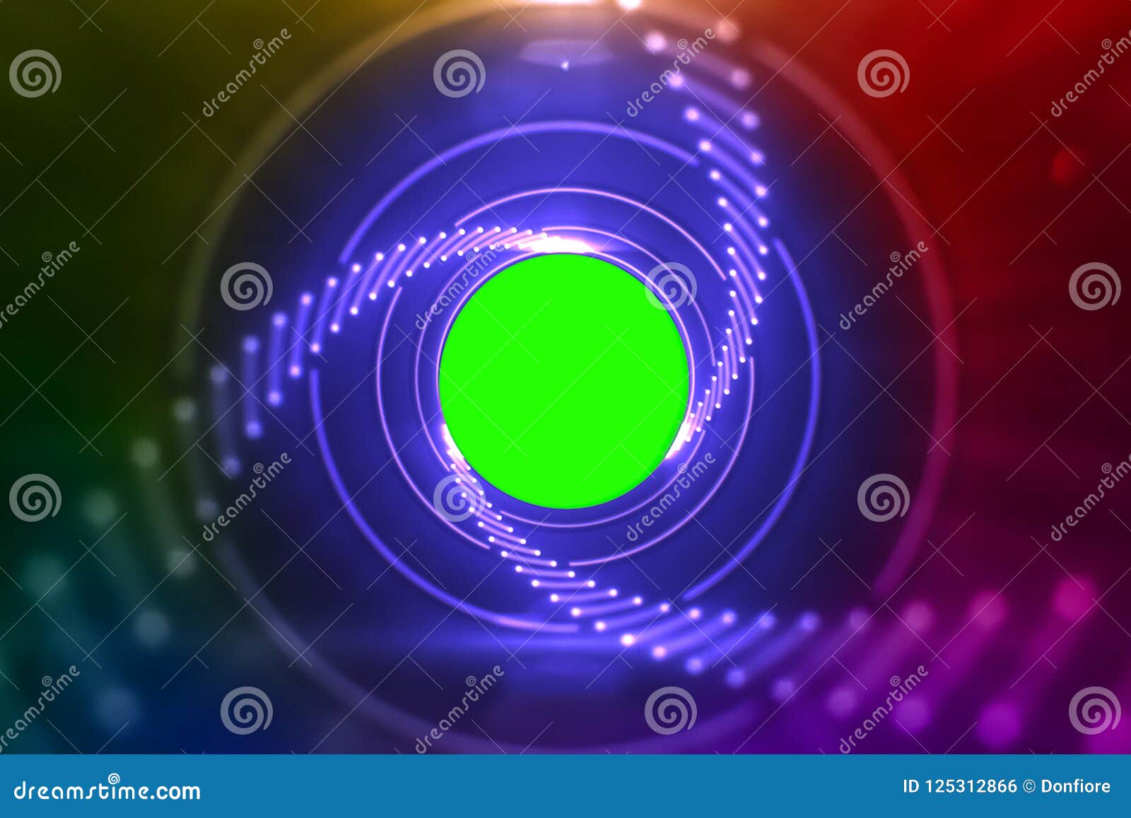 Abstract Laser Glow Lights Rotating in Concentric Circles, Rainbow ...