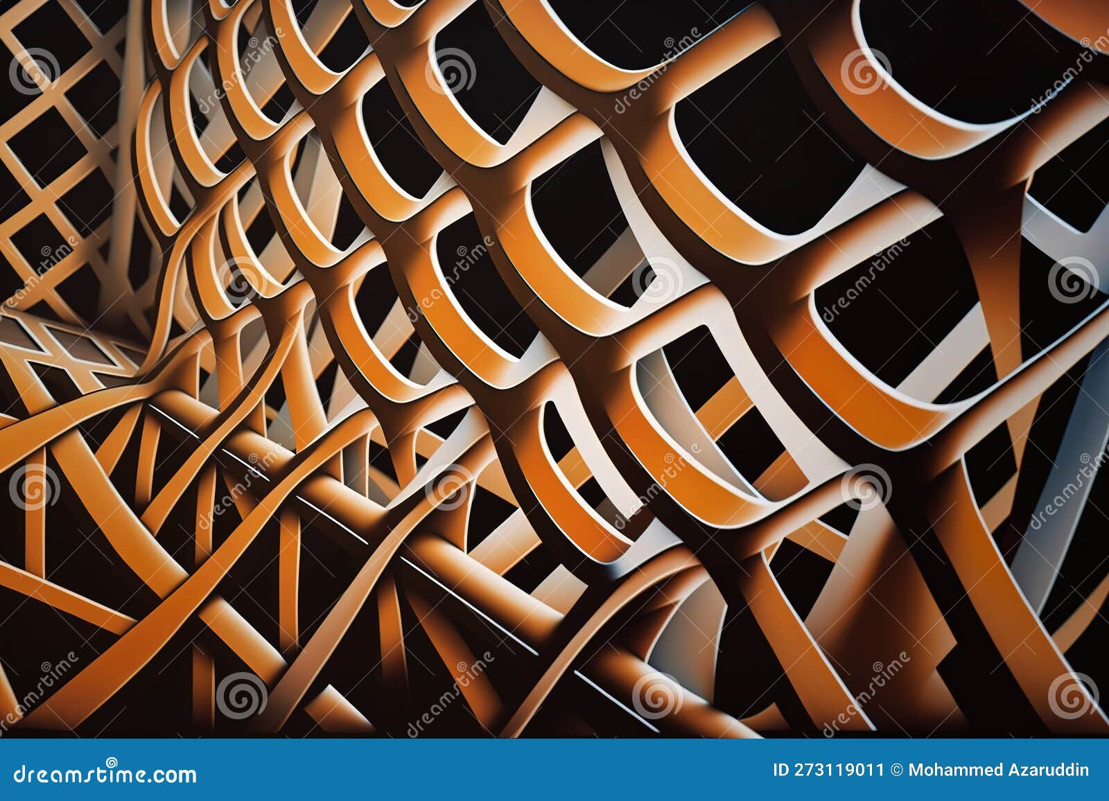 Abstract Lattice Configuration with Freehand Brush Strokes Stock ...